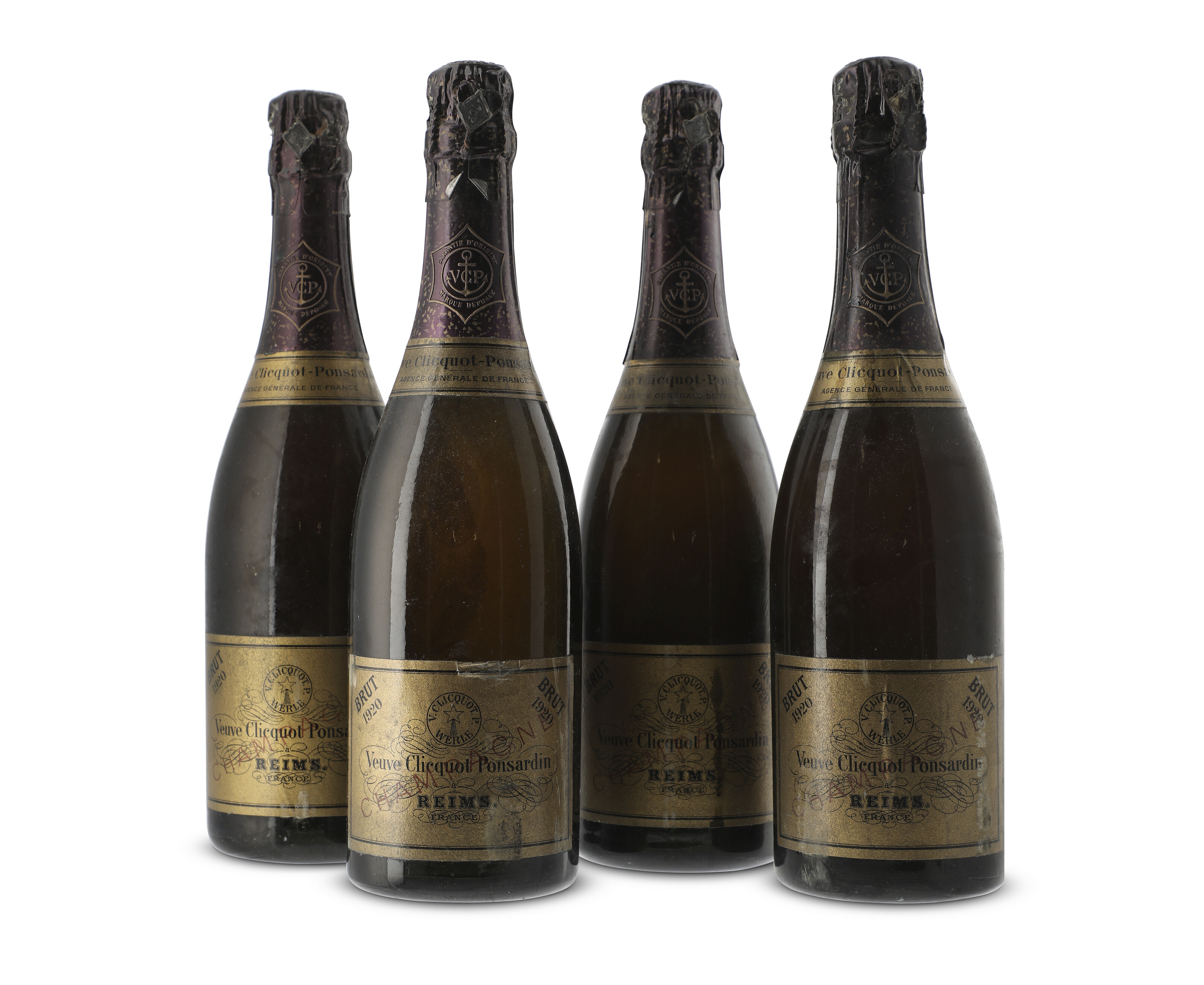 Veuve Clicquot, Brut Vintage 1920, Champagne U. 5x into-foil, 1x 1cm ...