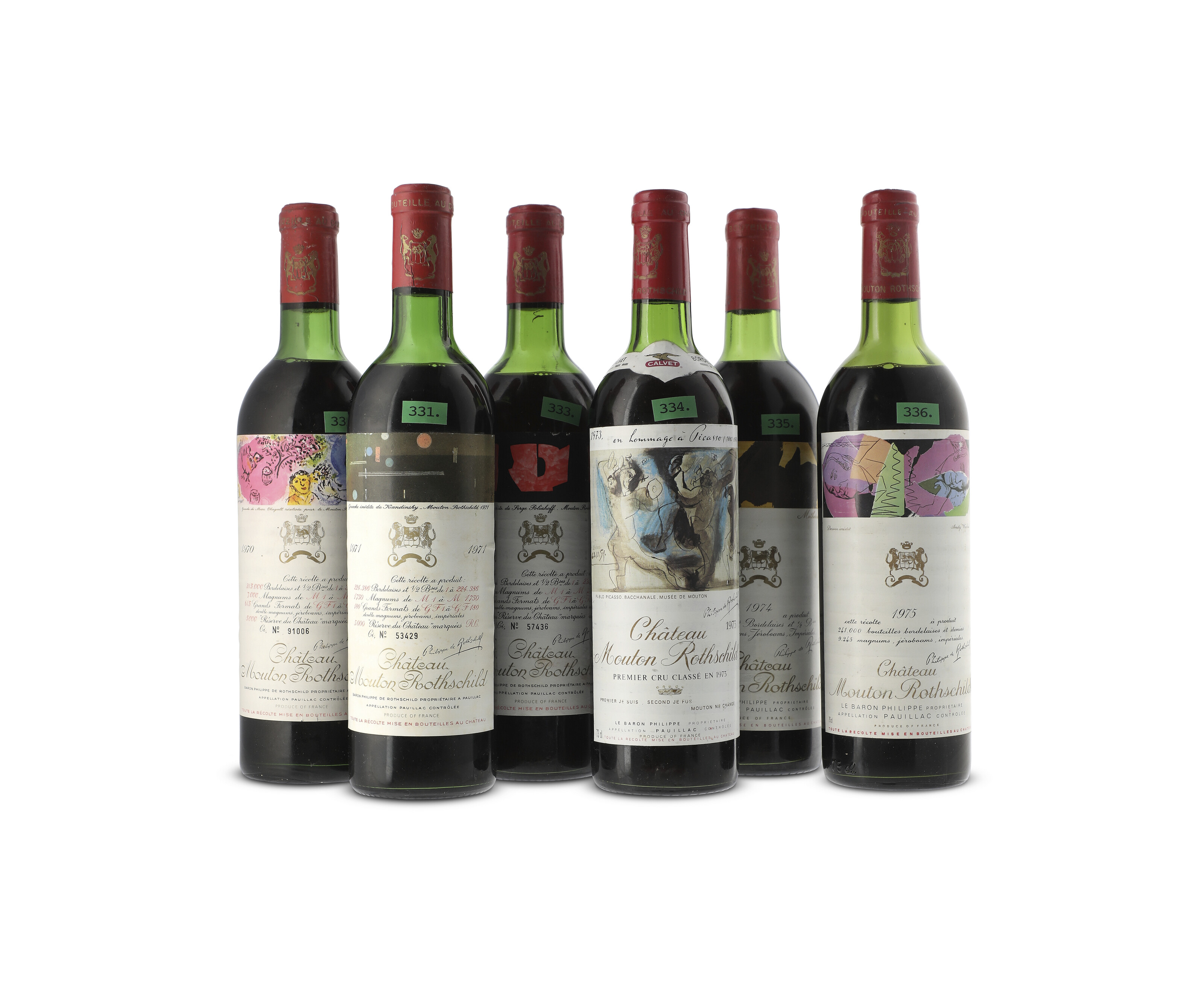 Château Mouton Rothschild Vertical 1970-1993, 1970U. us, bin-soiled and ...