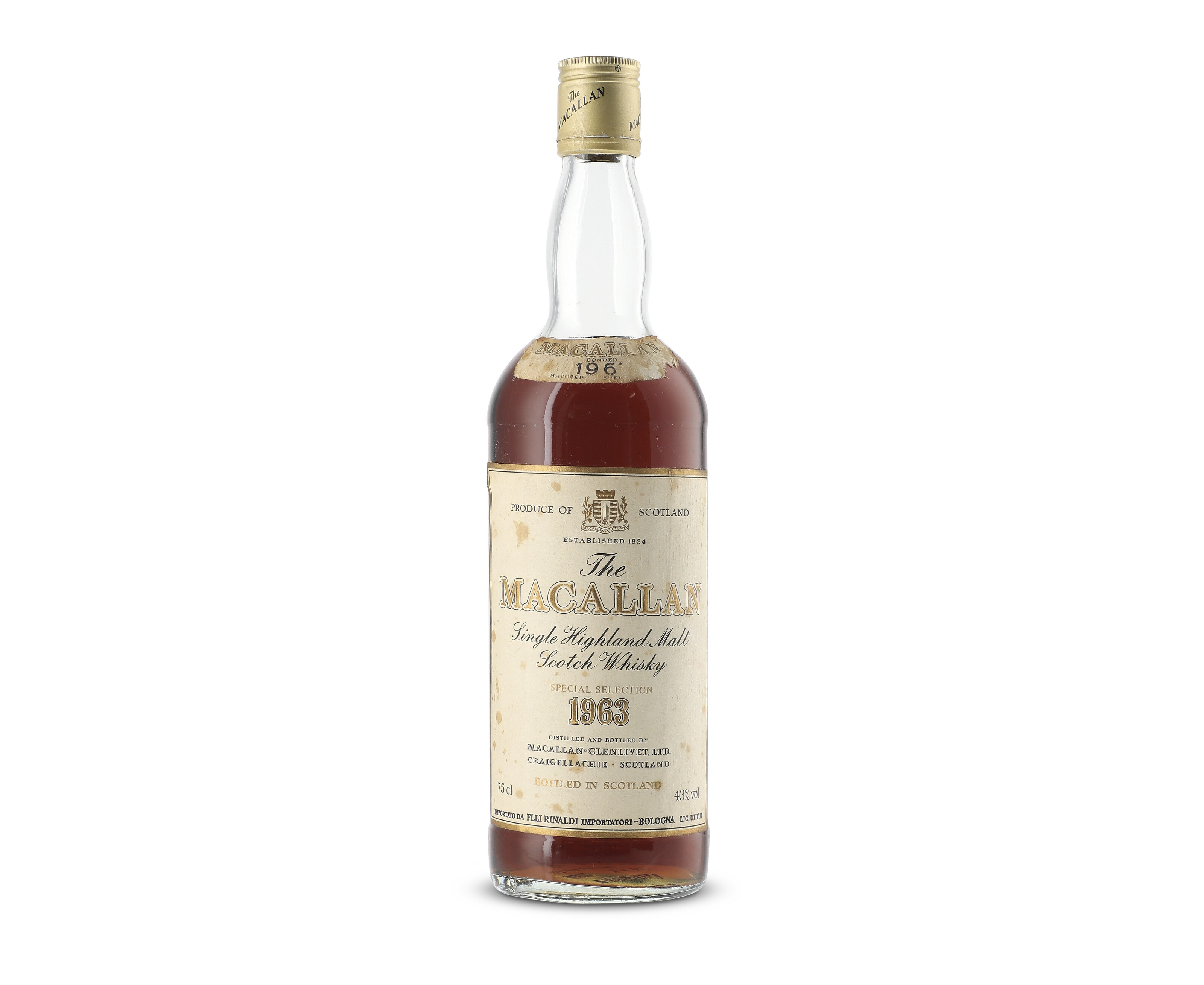 The Macallan 1963, SpeysideIntegrated Italian import label. Bin-soiled ...