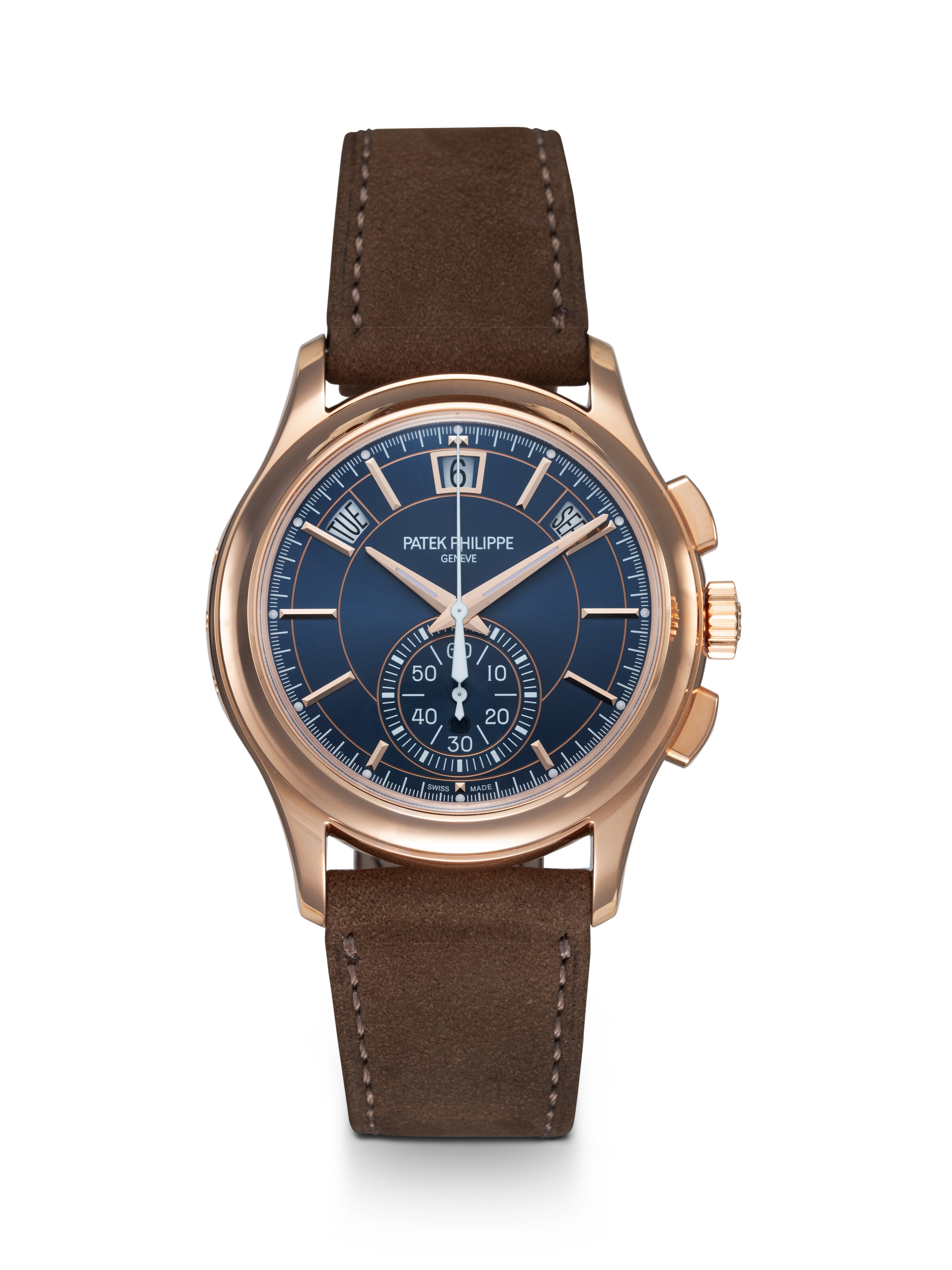 PATEK PHILLIPE, REF. 5905R-010, A RARE AND ATTRACTIVE PINK GOLD ANNUAL ...