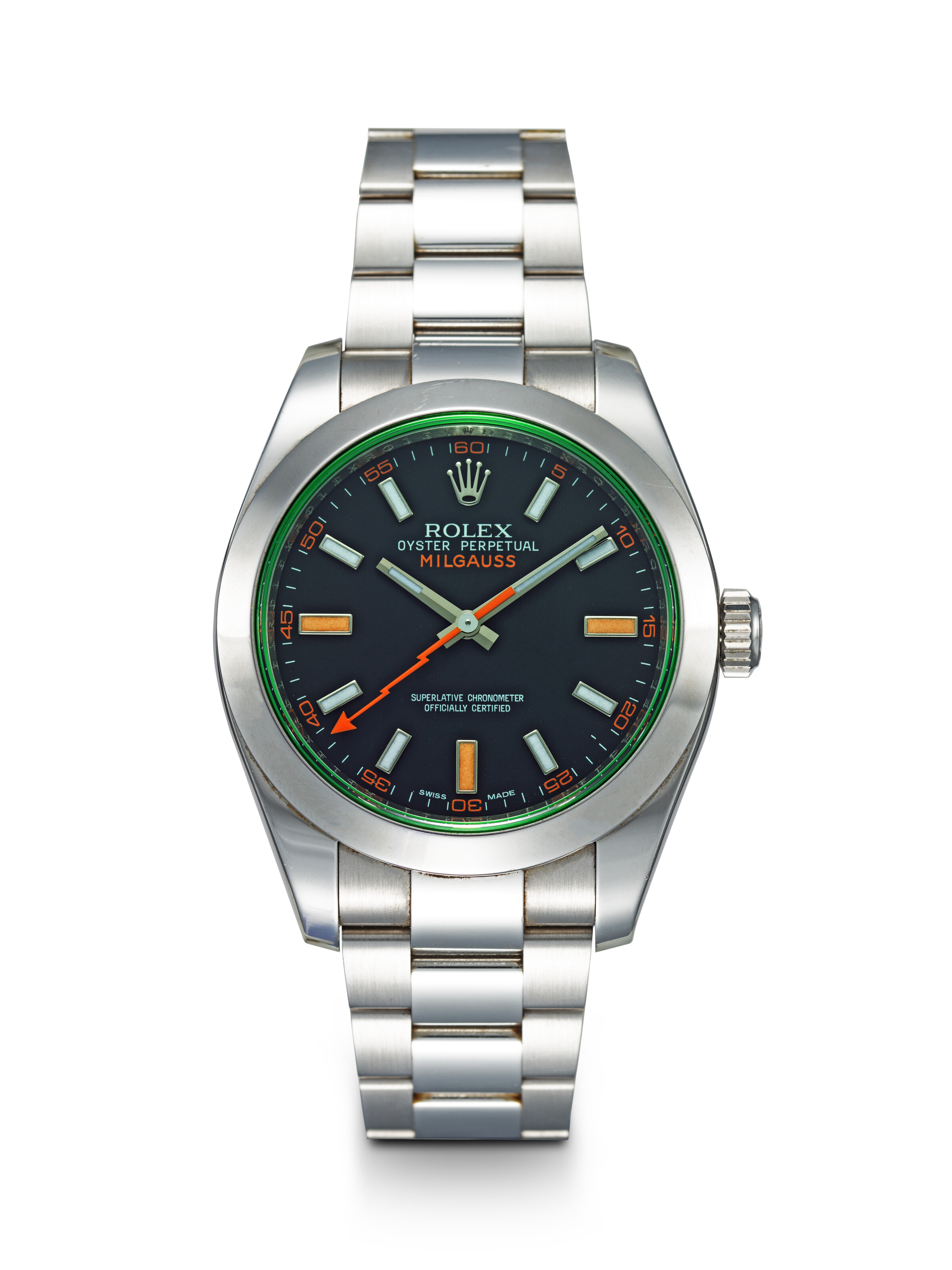 ROLEX, MILGAUSS REF. 116400GV, A FINE STAINLESS STEEL ANTI-MAGNETIC ...