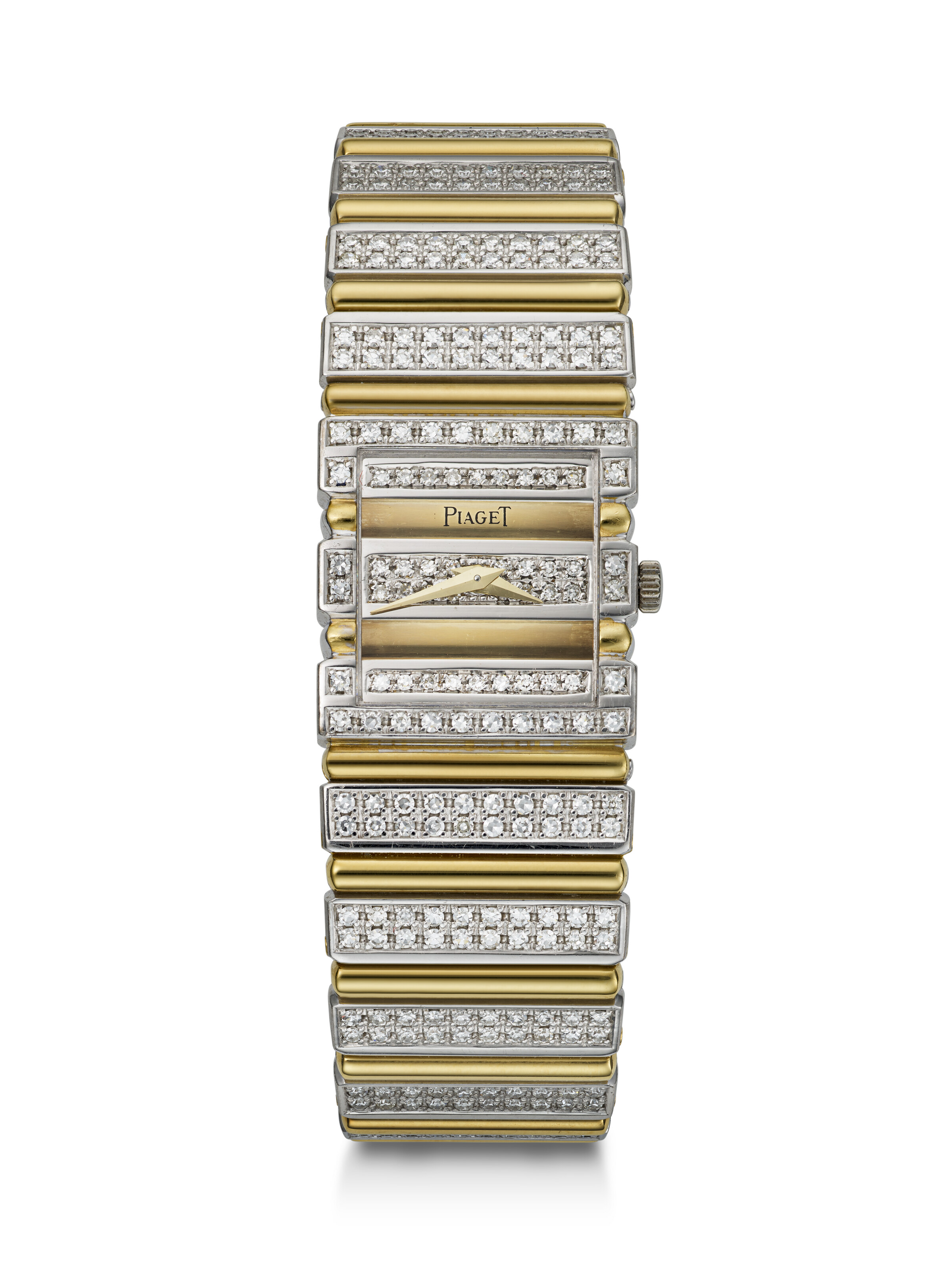 PIAGET, WHITE AND YELLOW GOLD AND DIAMOND-SET BRACELET WATCH, REF. 8131 ...
