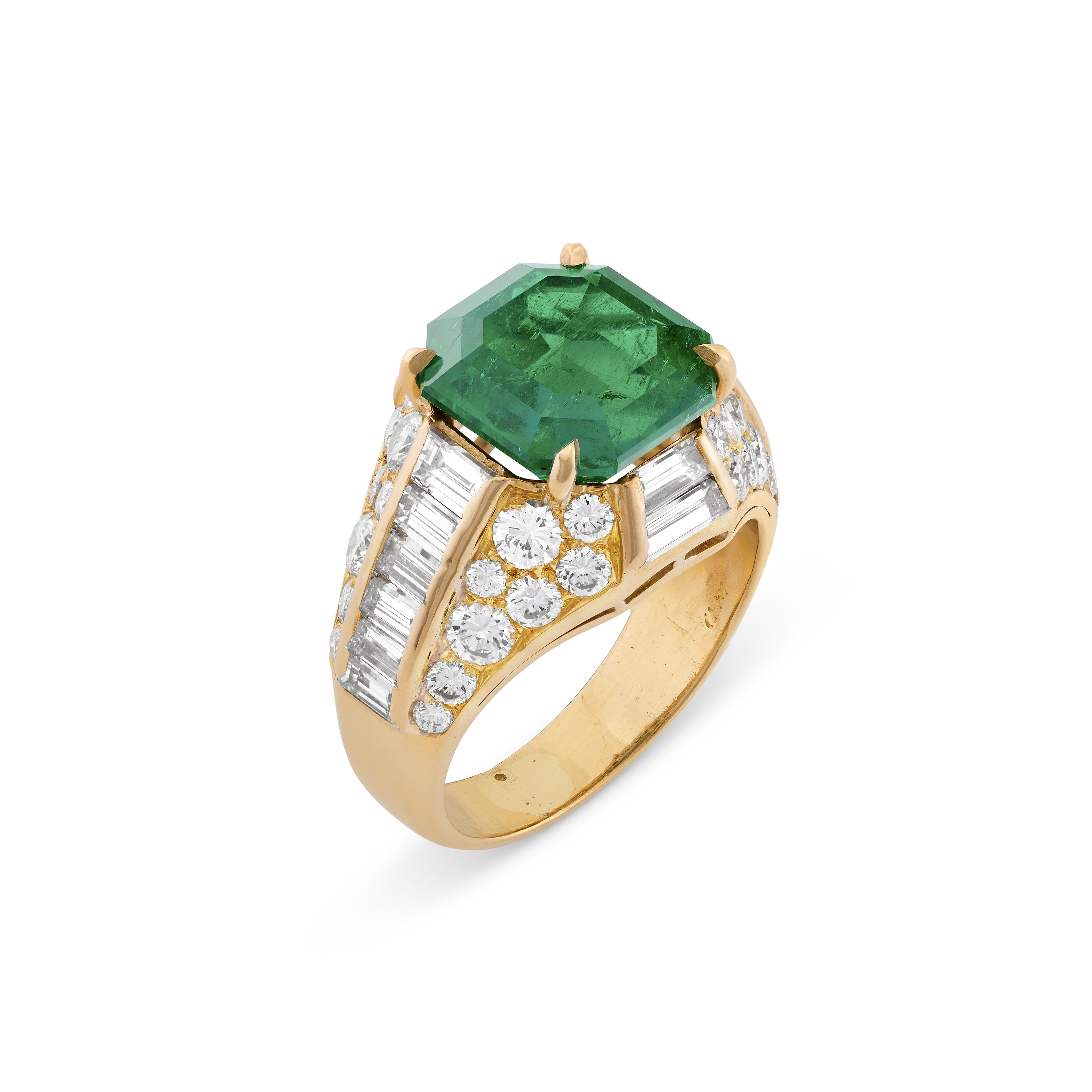 EMERALD AND DIAMOND 'TROMBINO' RING MOUNTED BY BULGARI, | Christie’s