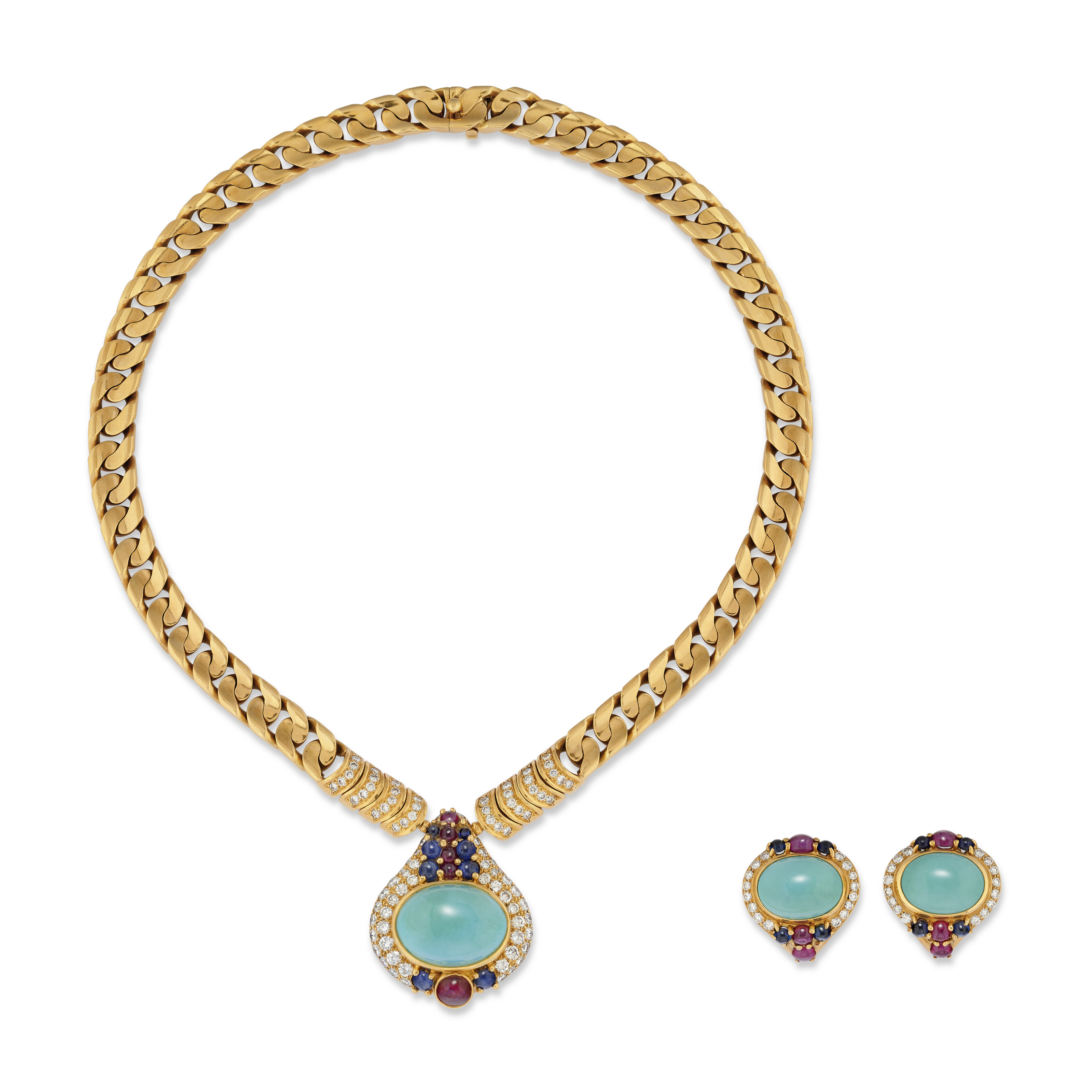 BULGARI SET OF TURQUOISE, RUBY, SAPPHIRE AND DIAMOND JEWELLERY ...