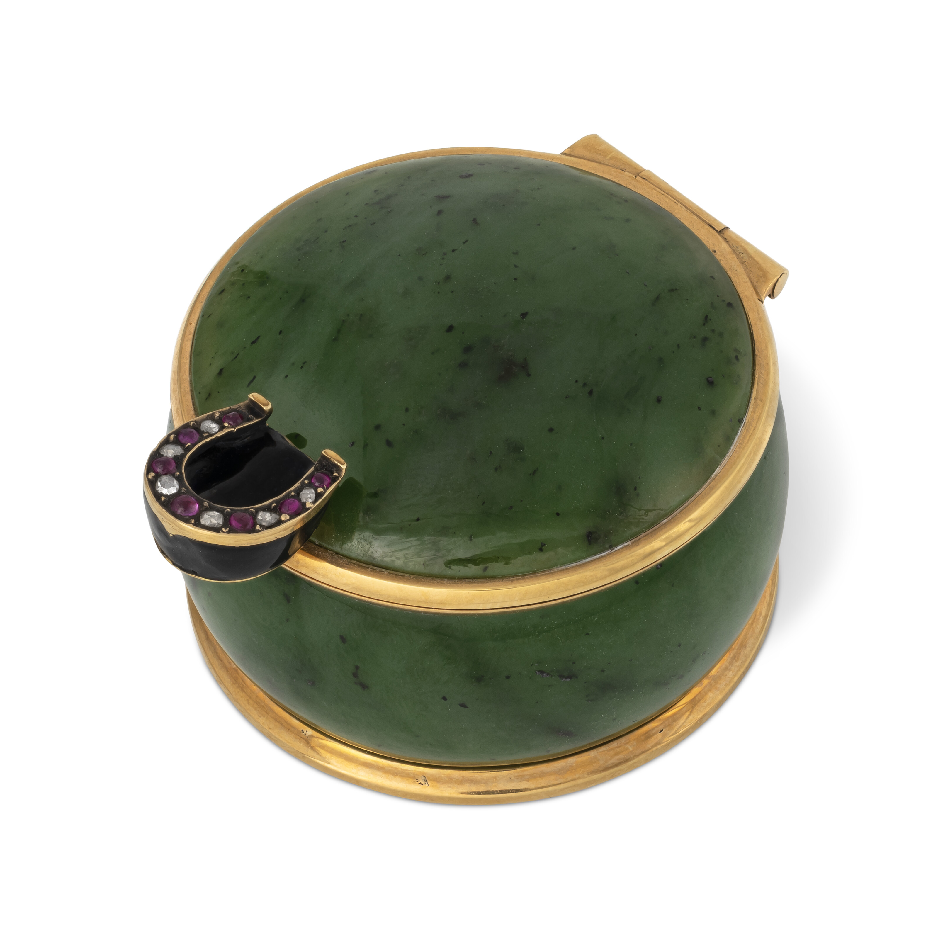 LOMBARD JADE, RUBY, DIAMOND AND ENAMEL PILLBOX, | Christie’s
