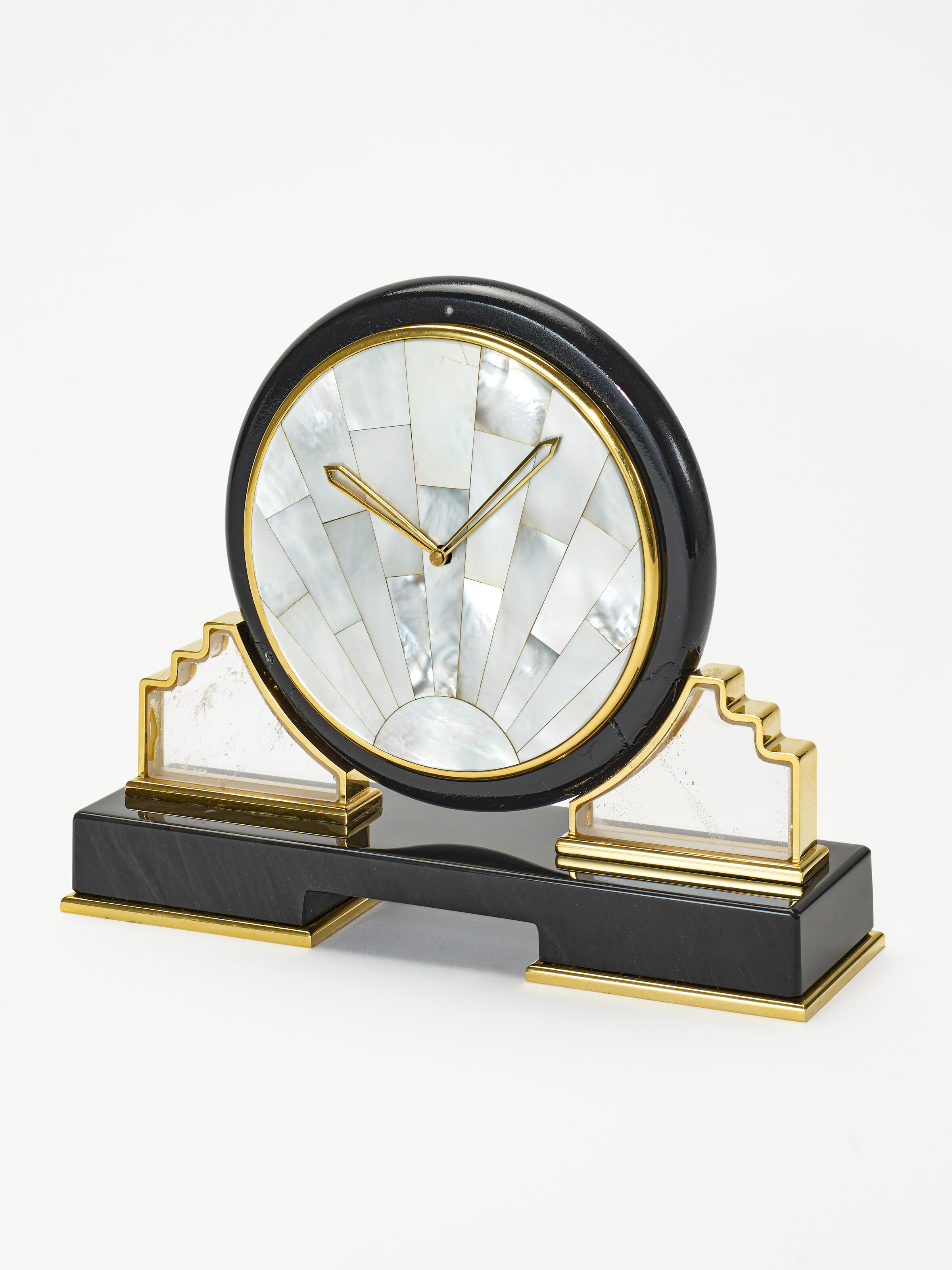 CARTIER, GILT BRASS, BLACK OBSIDIAN, ROCK CRYSTAL QUARTZ AND MOTHER-OF ...
