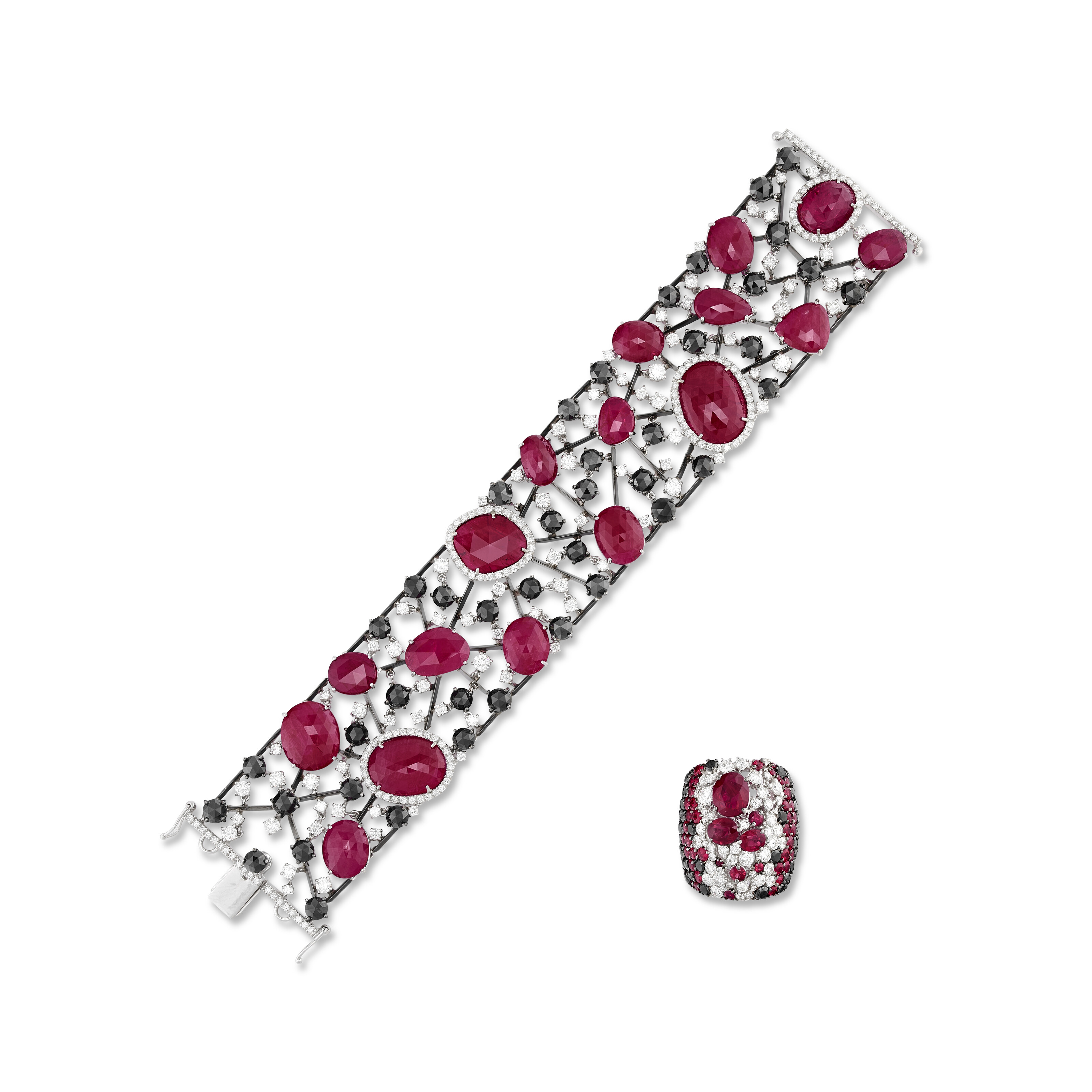 SET OF RUBY, COLOURED DIAMOND AND DIAMOND JEWELLERY, | Christie’s