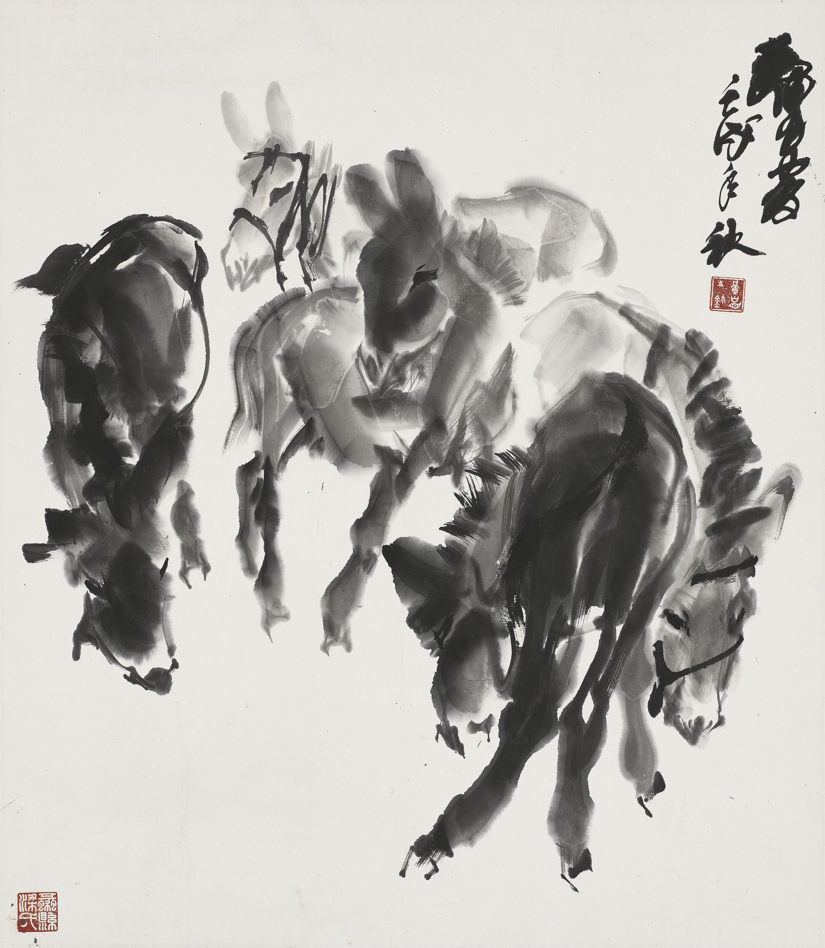 HUANG ZHOU (1925-1997), Five Donkeys | Christie’s
