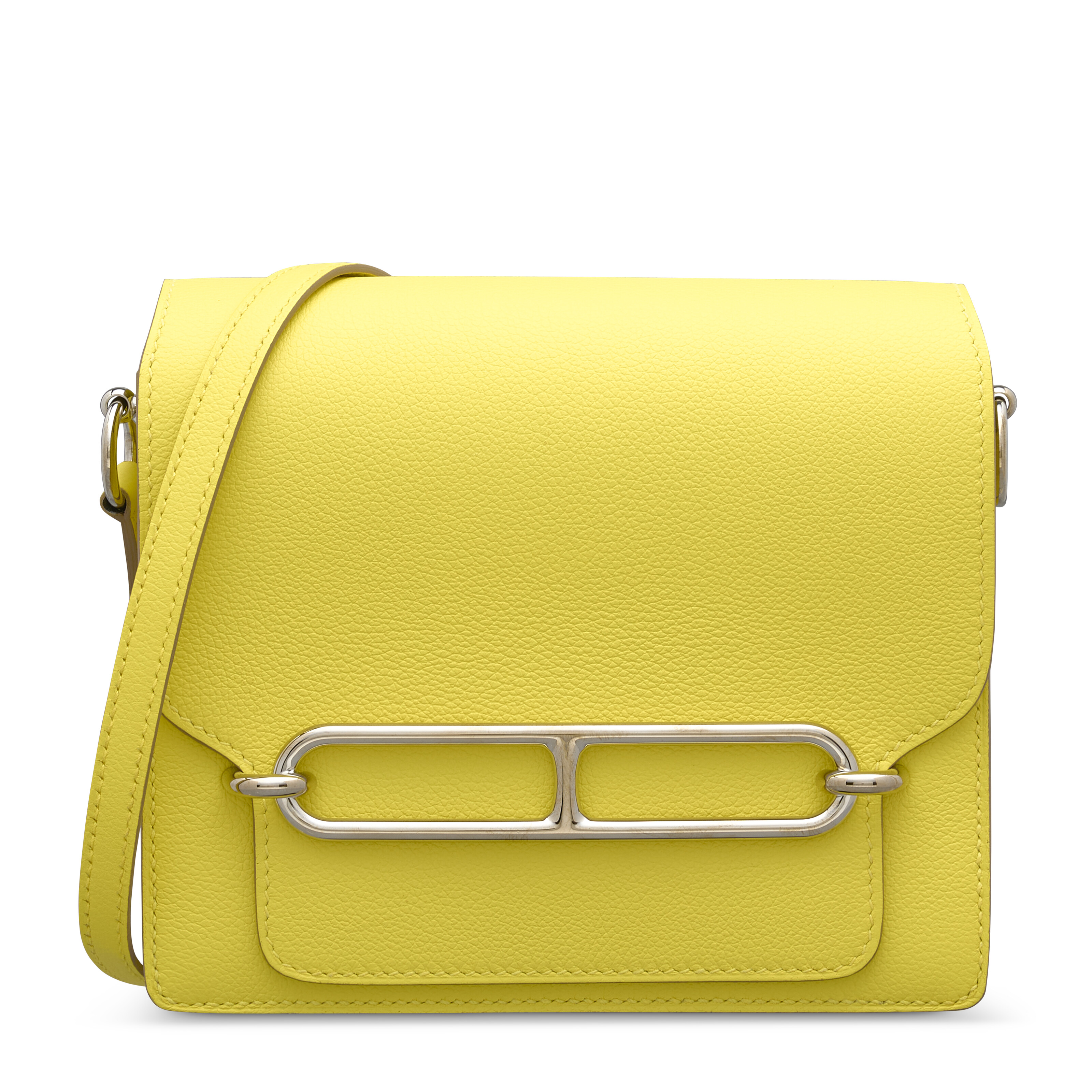 A LIME EVERCOLOR LEATHER MINI ROULIS WITH PALLADIUM HARDWARE, HERMÈS ...