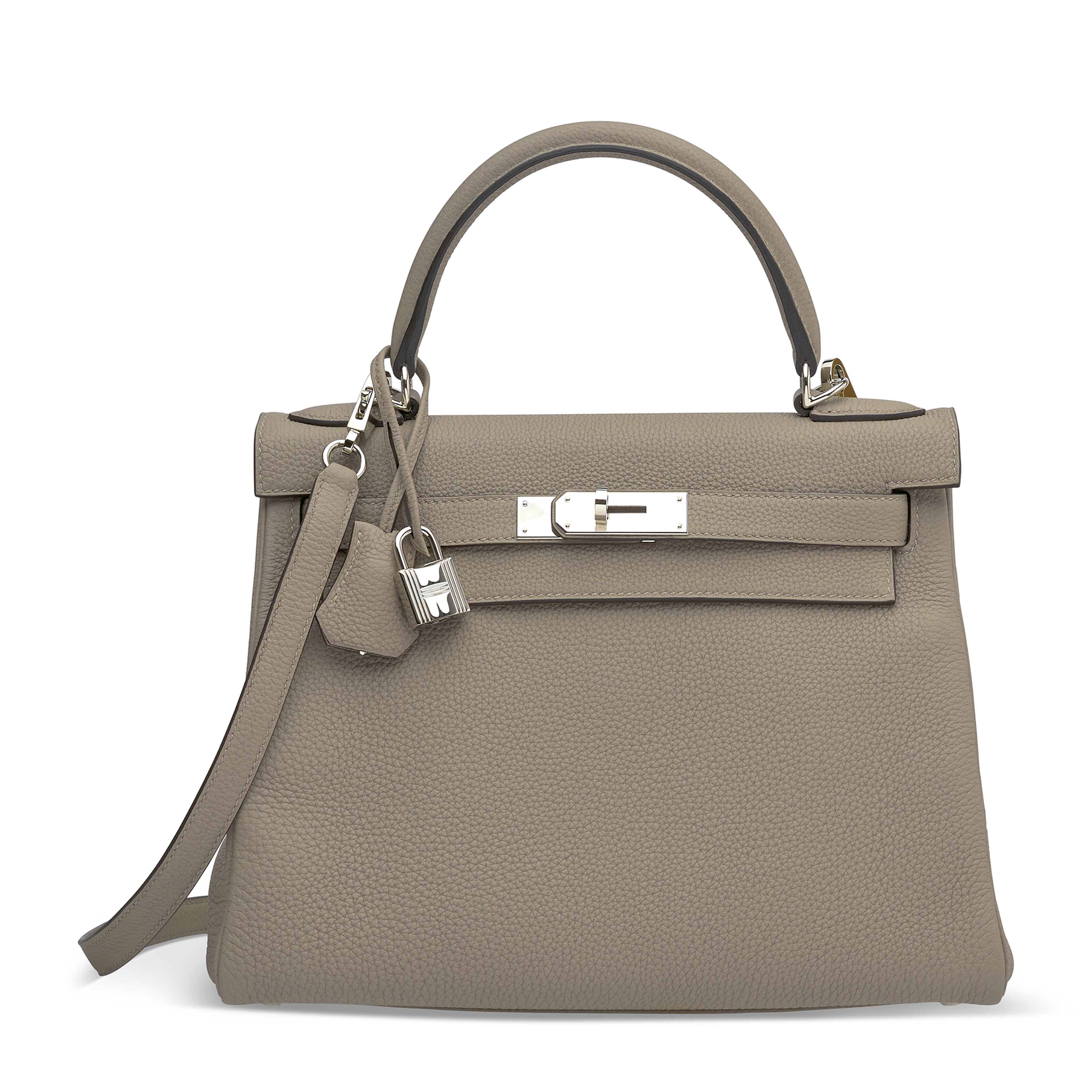A GRIS ASPHALTE TOGO LEATHER RETOURNÉ KELLY 28 WITH PALLADIUM HARDWARE ...