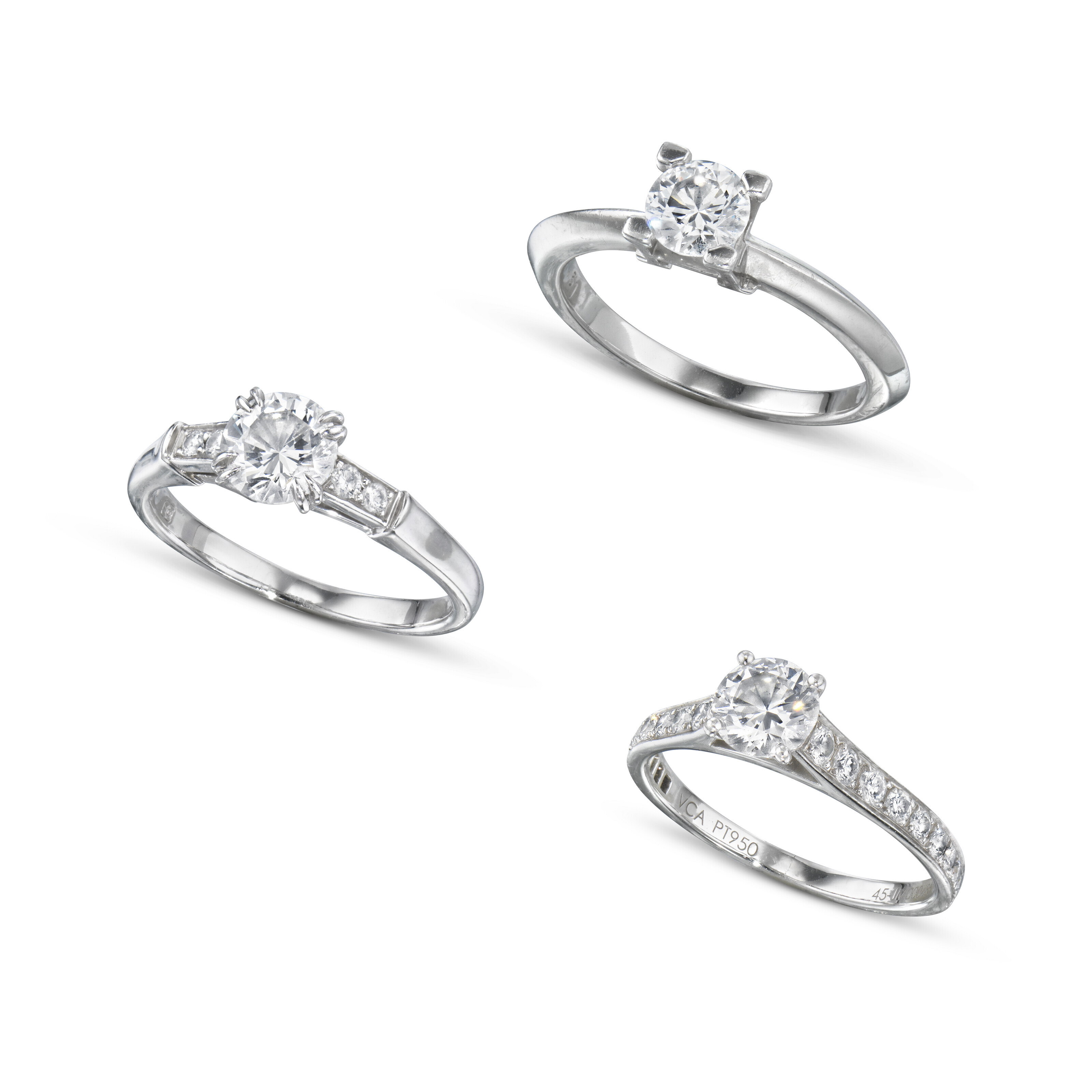 NO RESERVE – TWO HARRY WINSTON DIAMOND RINGS; TOGETHER WITH A VAN CLEEF ...