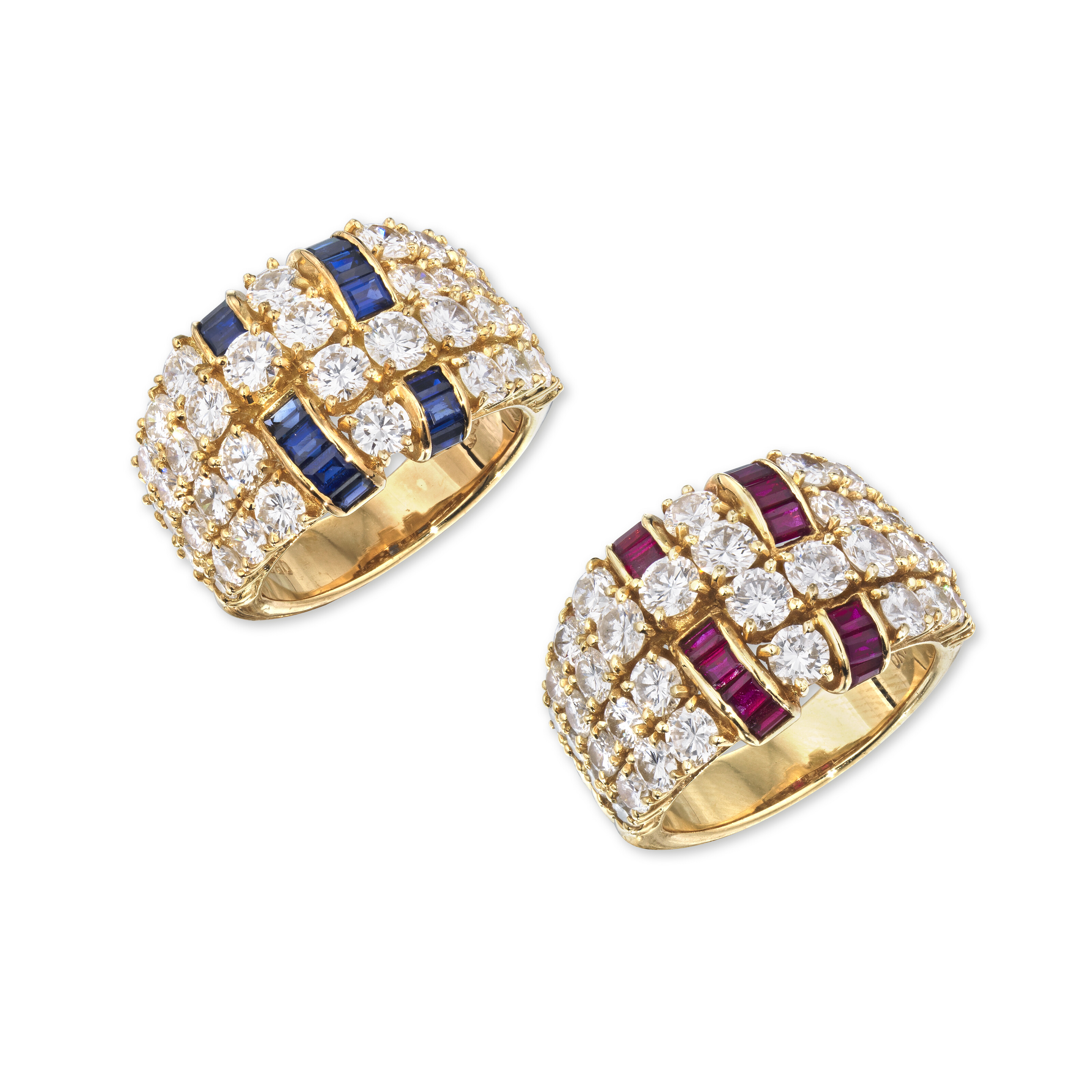 TWO PIAGET DIAMOND AND RUBY/SAPPHIRE RINGS, | Christie’s