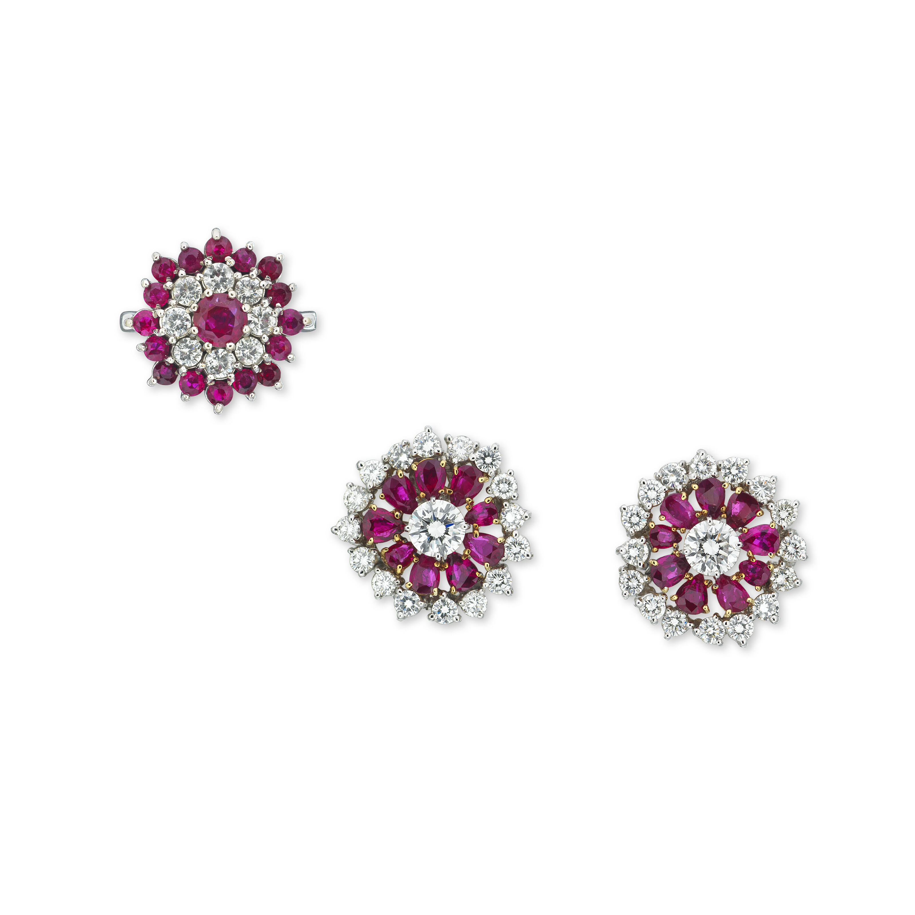 NO RESERVE - GRAFF RUBY AND DIAMOND EARRINGS; TOGEHTER WITH A RUBY AND ...