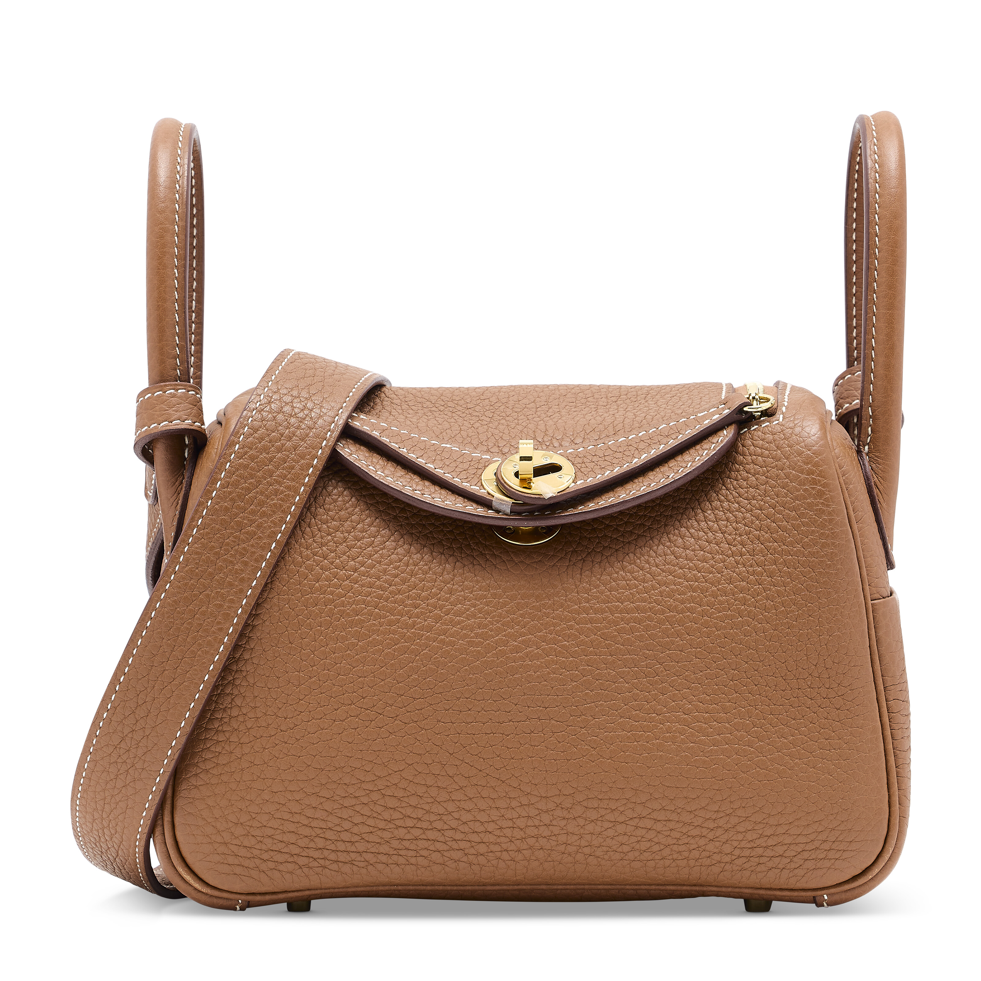 A GOLD CLÉMENCE LEATHER MINI LINDY WITH GOLD HARDWARE, HERMÈS, 2019 ...