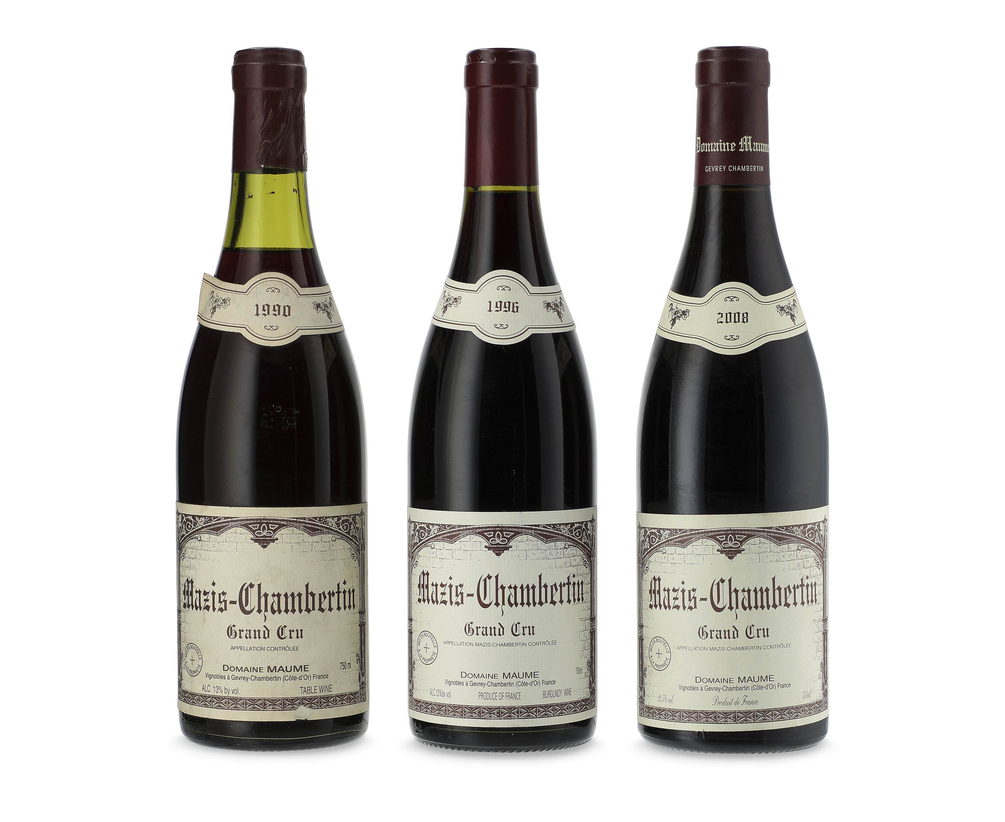 Mixed Domaine Maume, Mazis-Chambertin, 1990u. 3.5cm, bin-soiled and ...