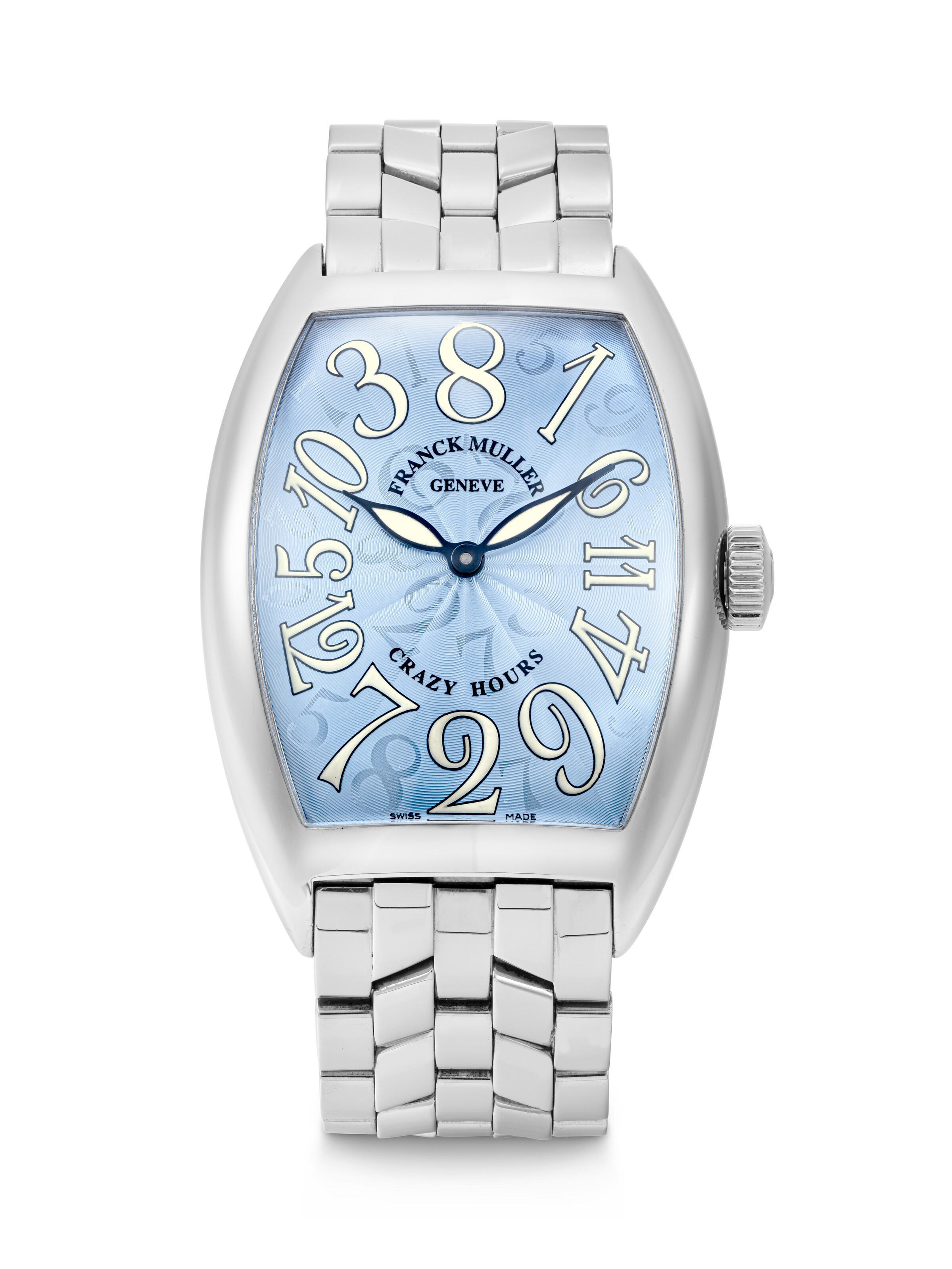 FRANCK MULLER, STAINLESS STEEL "CRAZY HOURS" WRISTWATCH WITH BRACELET ...