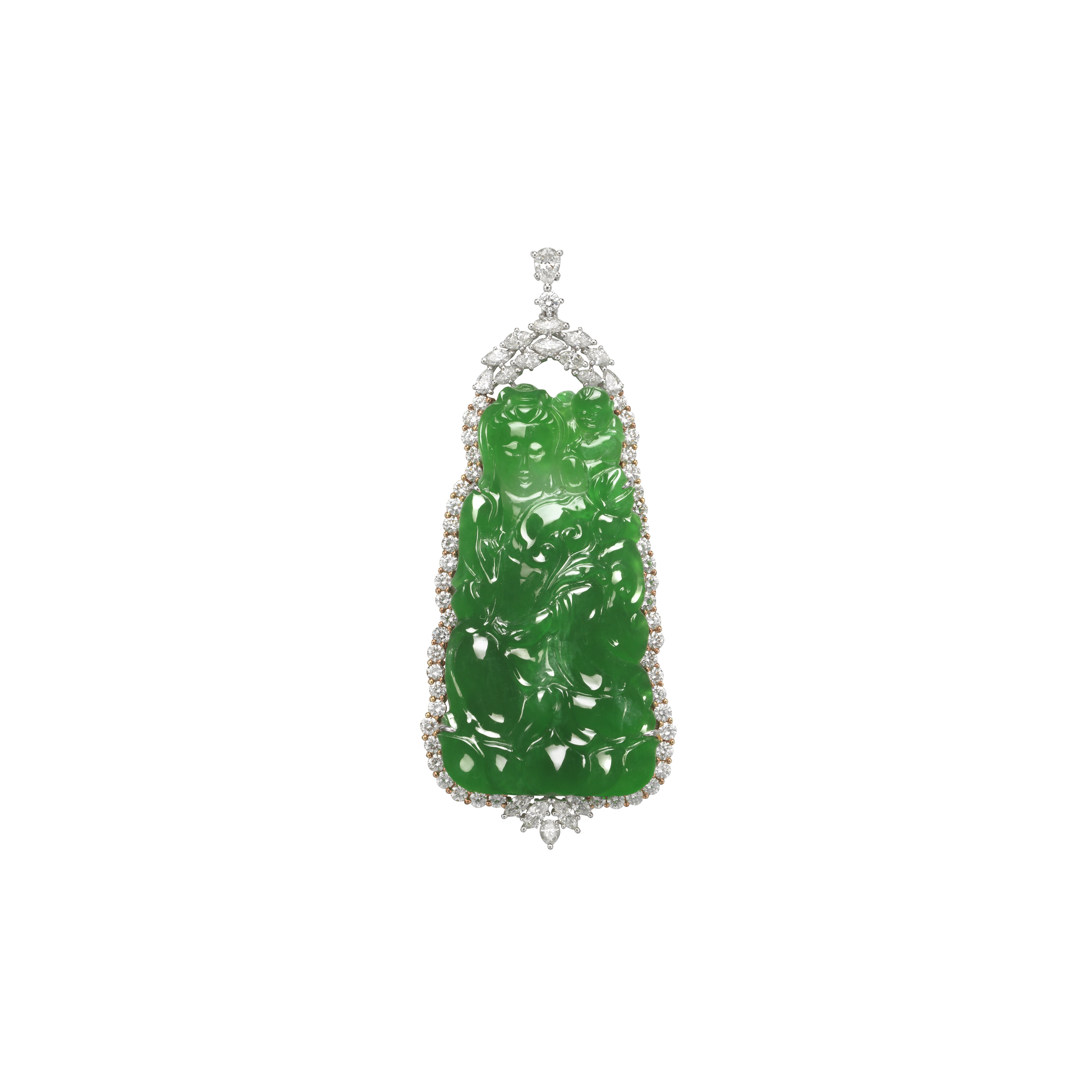 JADEITE AND DIAMOND PENDANT/BROOCH, | Christie’s