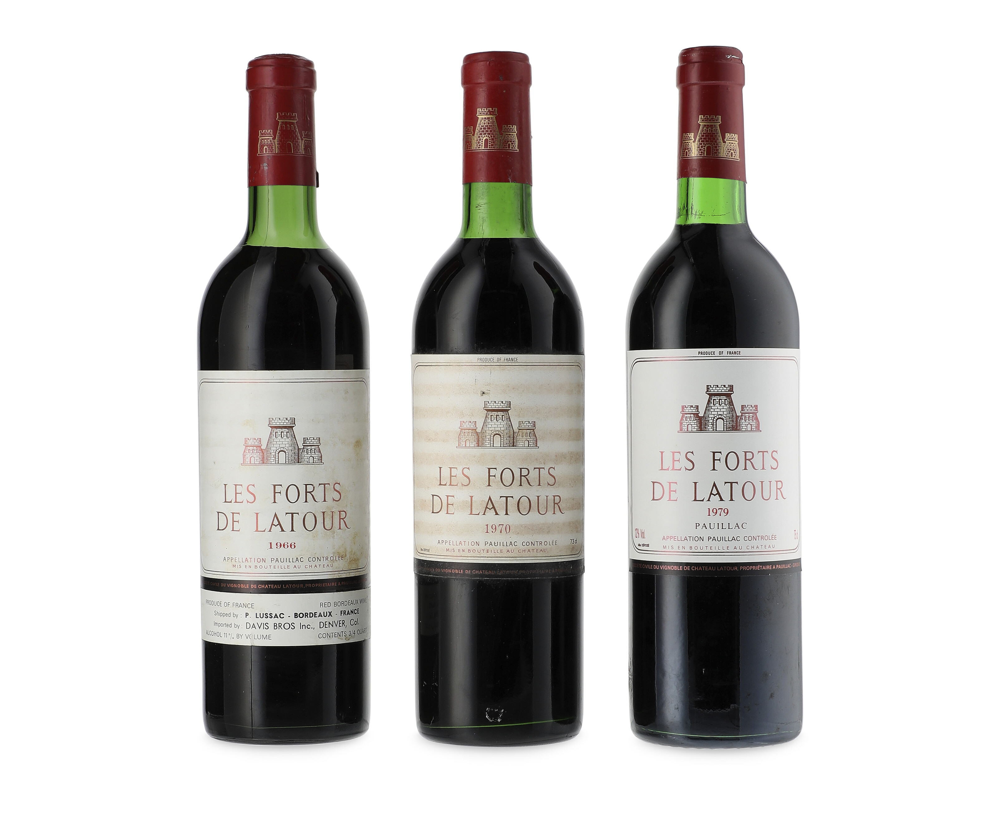Mixed Les Forts de Latour, 1966u. us, bin-soil and stained front label ...