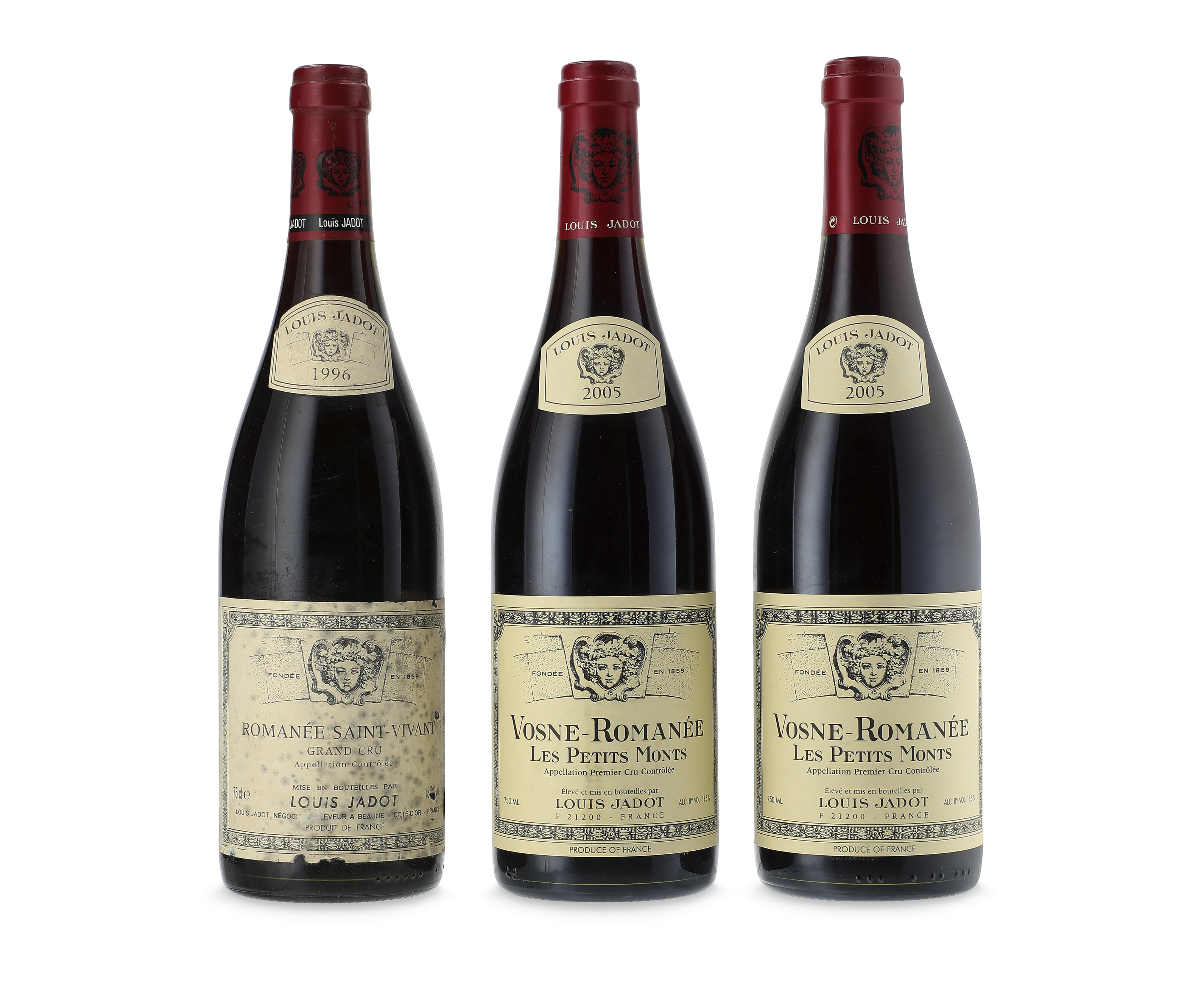 Mixed Domaine Louis Jadot, 1996 Romanée St.-VivantMolded and damaged ...