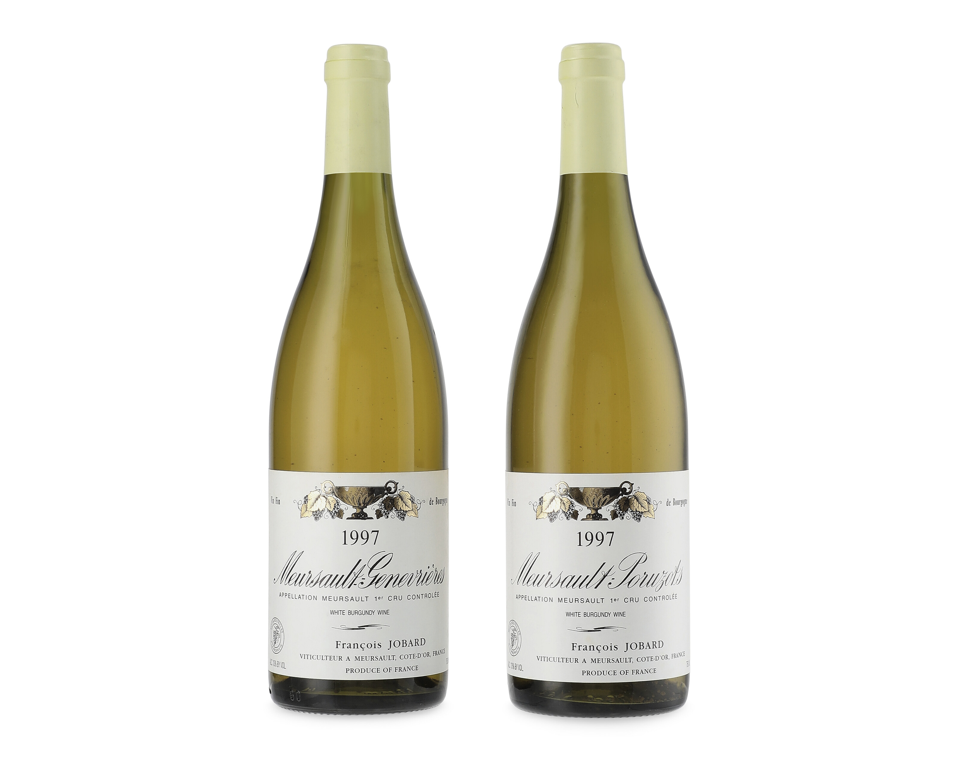 Mixed 1997 Francois Jobard, Meursault Poruzots US importer back label ...