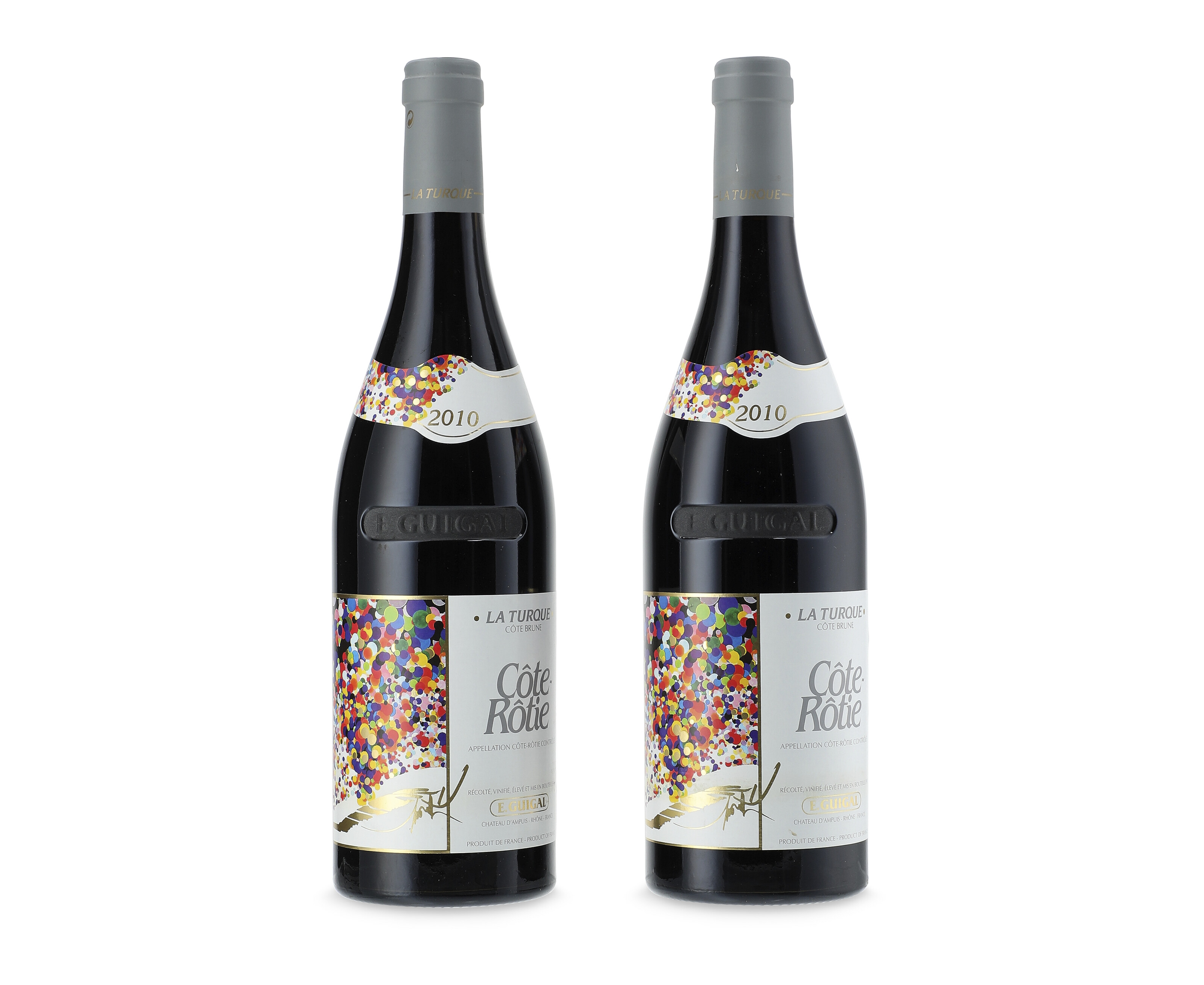 E. Guigal, Côte Rôtie La Turque 2010, 1 slightly stained front label, 2 ...