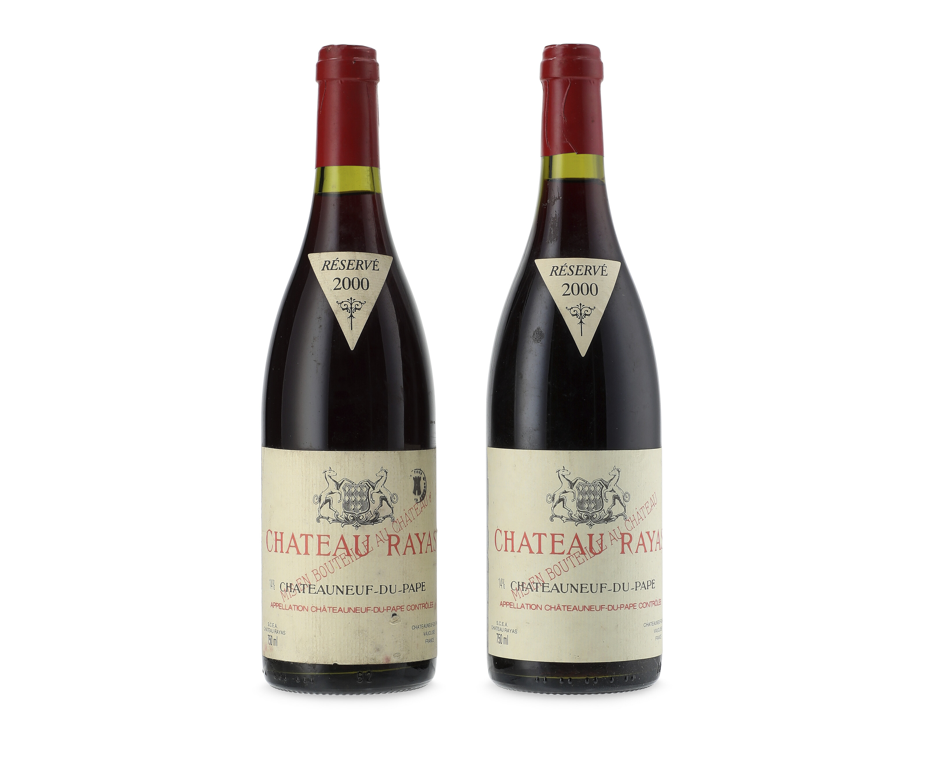 Château Rayas, Châteauneuf-du-Pape 2000, From 2 sources, bin-soiled and ...