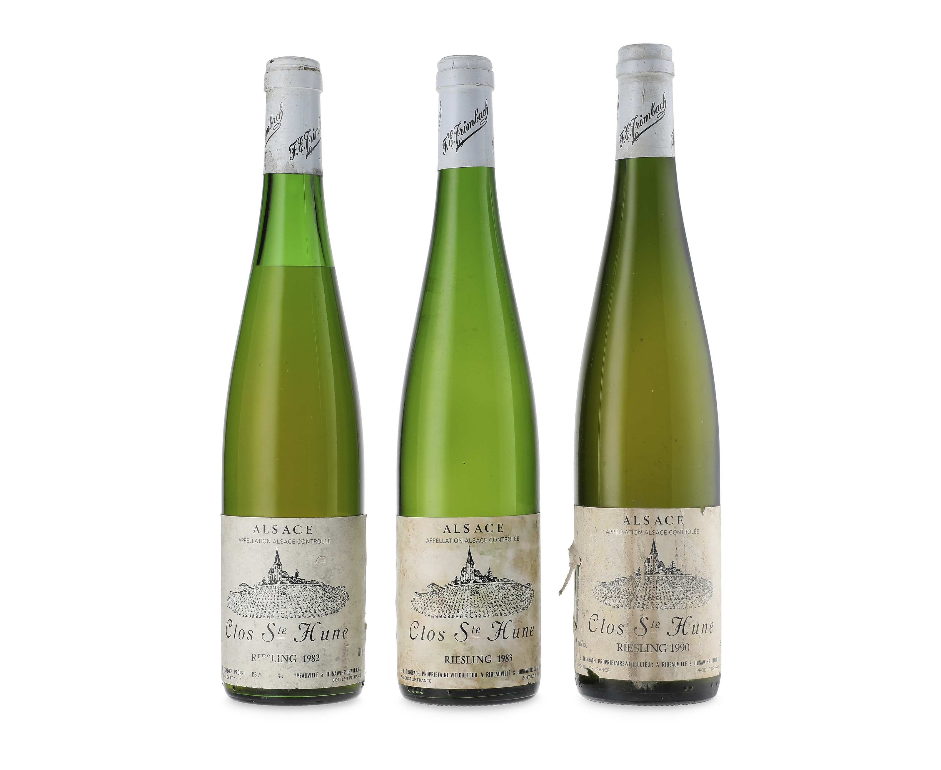 Mixed Trimbach, 1982 Riesling Clos St Huneu. 4.5cm, damaged and stained ...