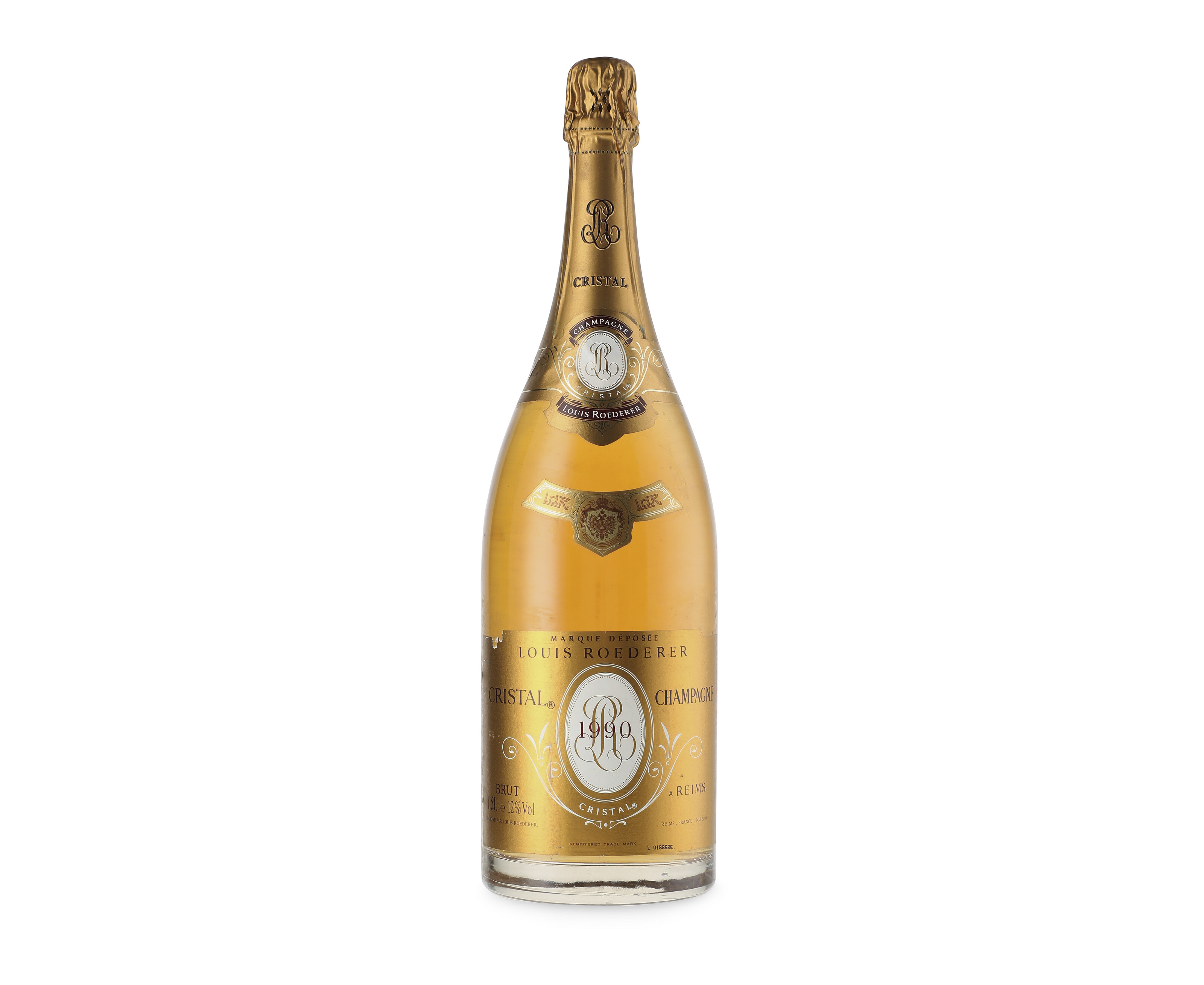 Louis Roederer, Cristal 1990, Scuffed and lightly bin-soiled front and ...