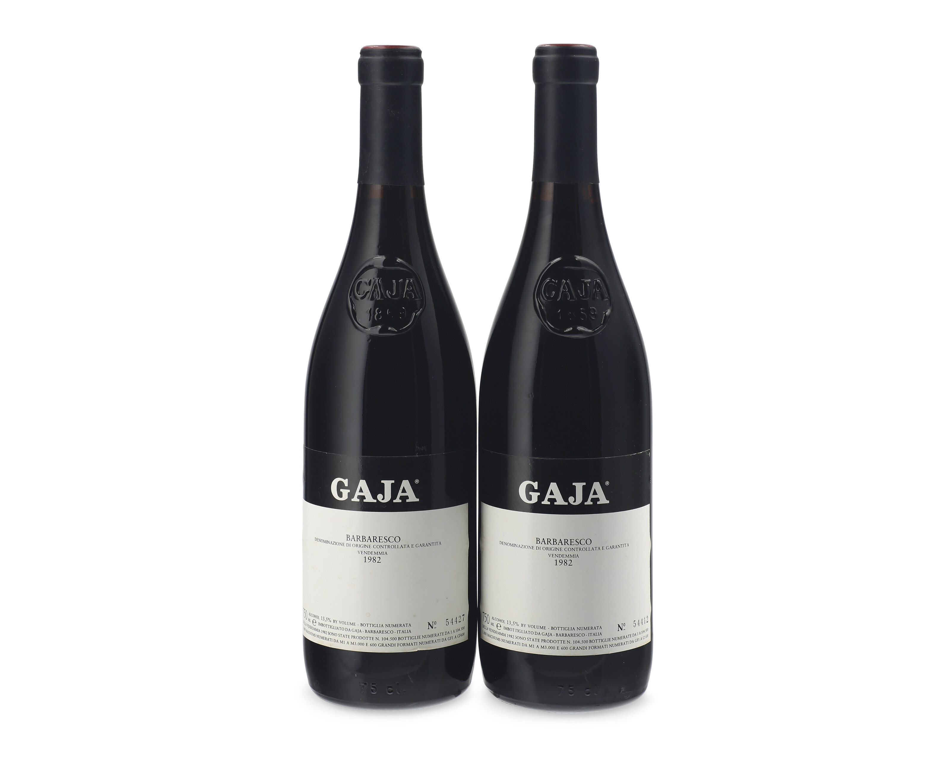 Gaja, Barbaresco 1982, Piedmontu.1cm, slightly bin-soiled labels ...