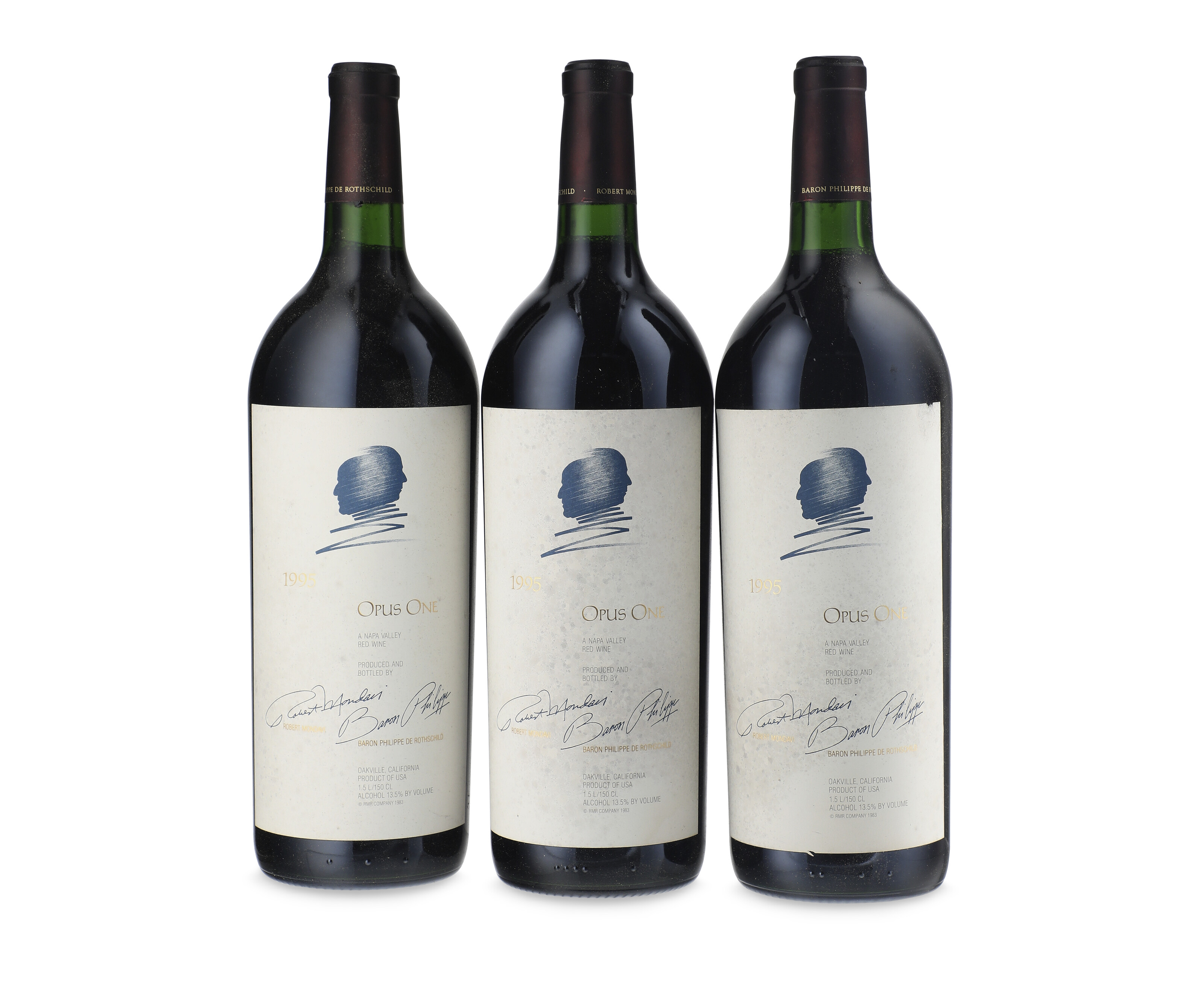 Opus One 1995, Napa Valleyu.bn, damp affected labels, missing lid ...
