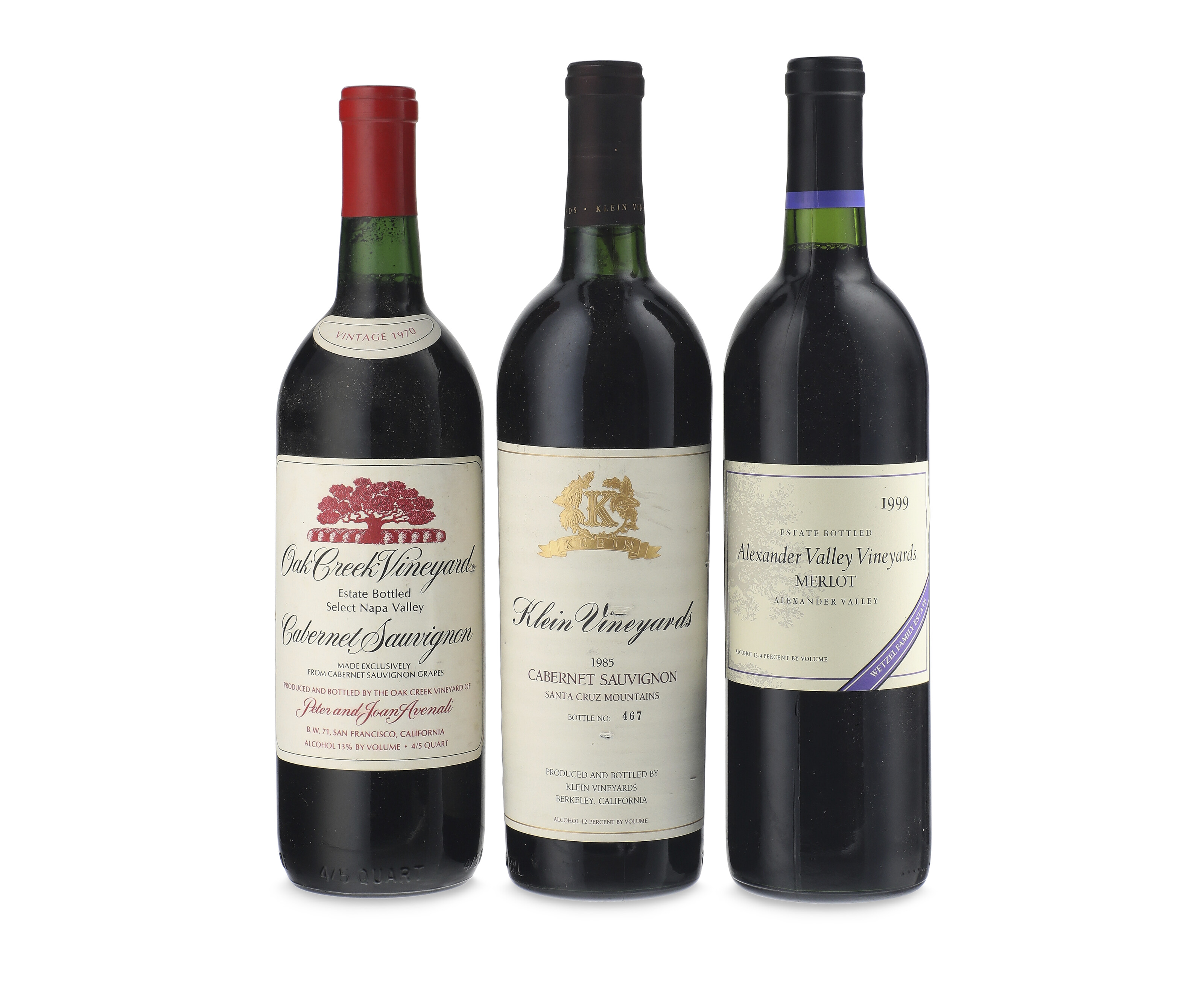 Mixed | 1970 - 2001, Oak Creek Cabernet Sauvignon 1970 (2 Bottles ...