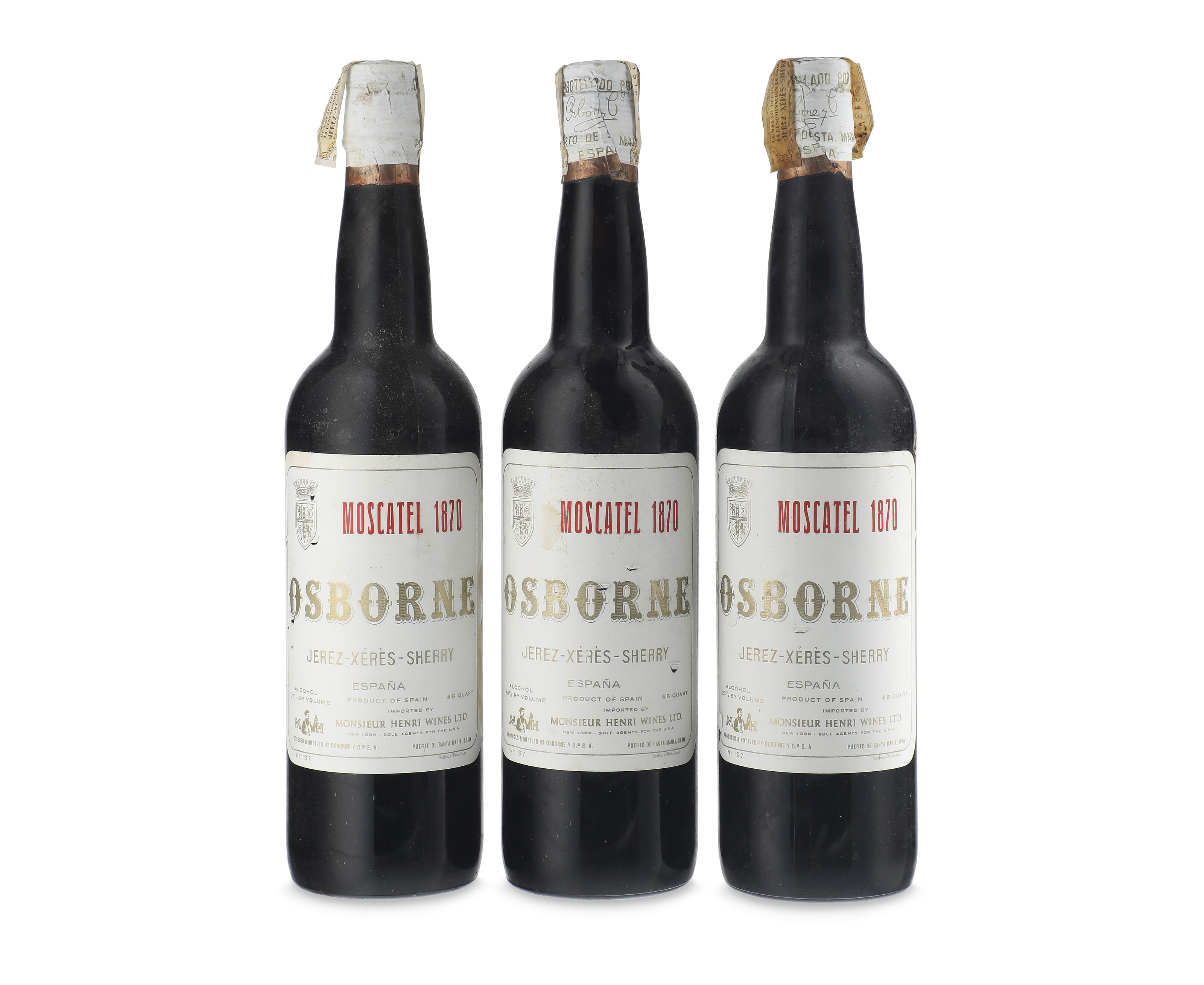 Moscatel Osborne Solera 1870, u.ts, nicked and bin-soiled label ...