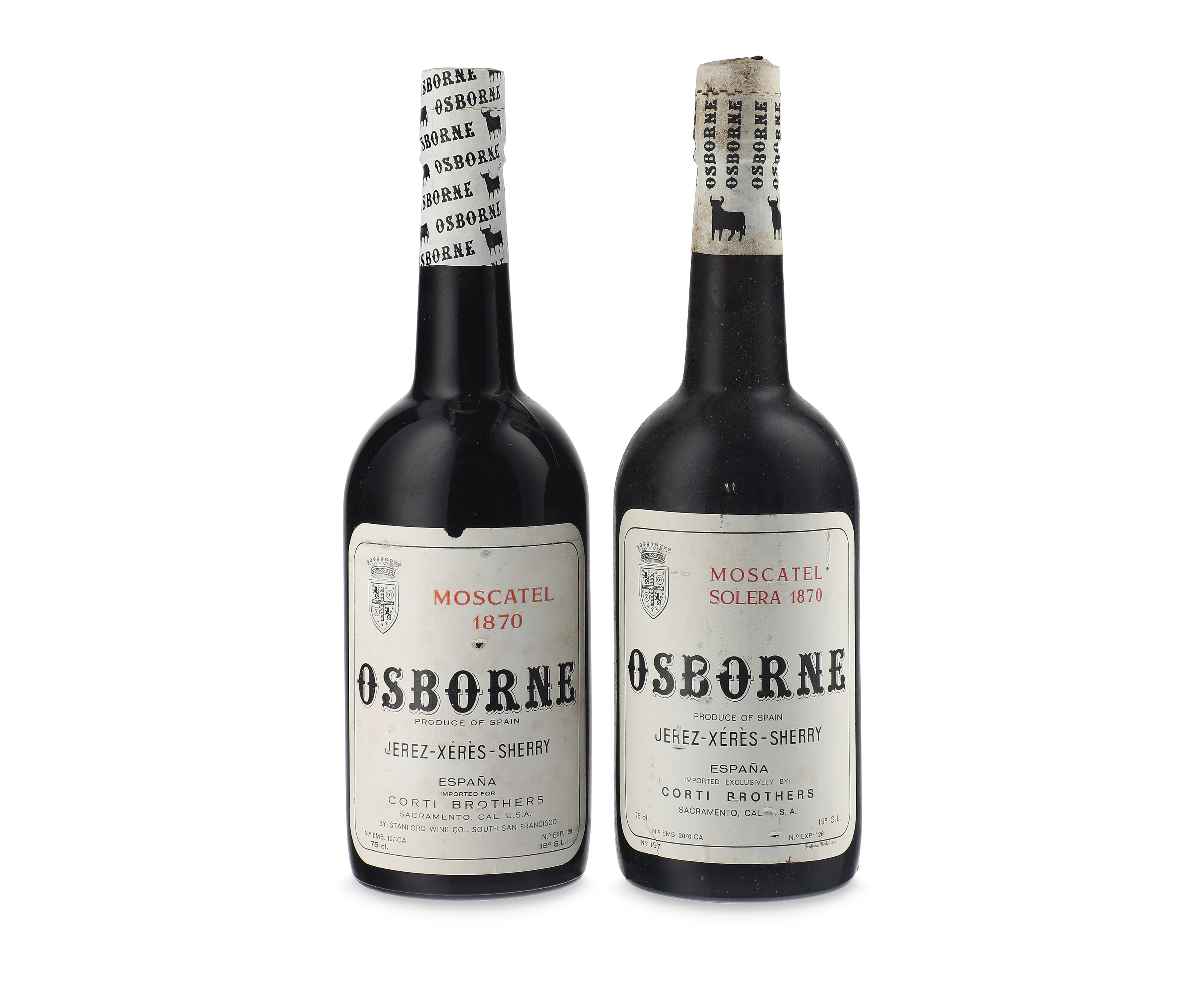 Moscatel Osborne Solera 1870, u.ts, nicked and bin-soiled label ...