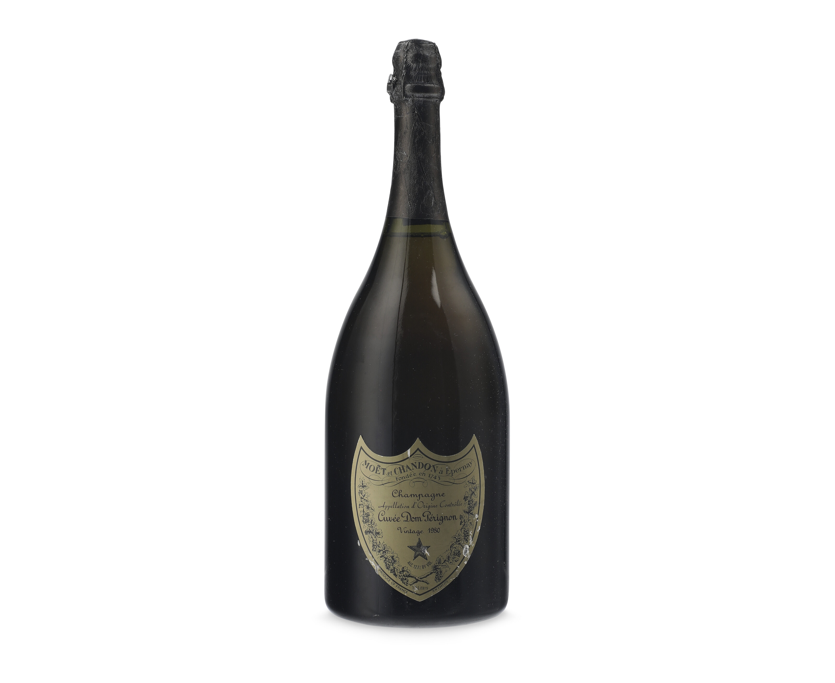 Dom Pérignon 1980, Champagne u.1cm reverse ullage. scuffed label ...