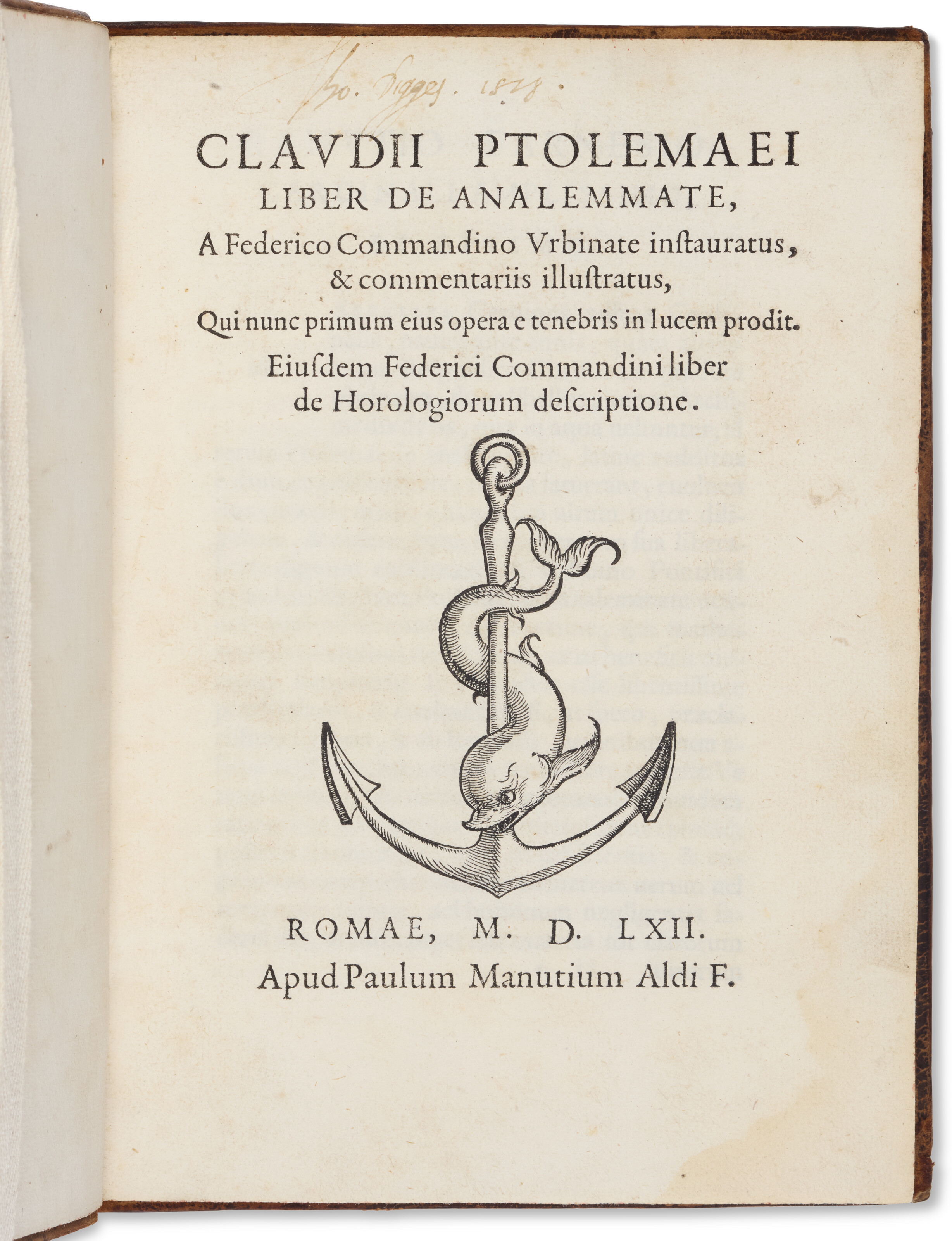 Thomas Digges's copy of Ptolemy's Analemma, First edition, 1562 ...