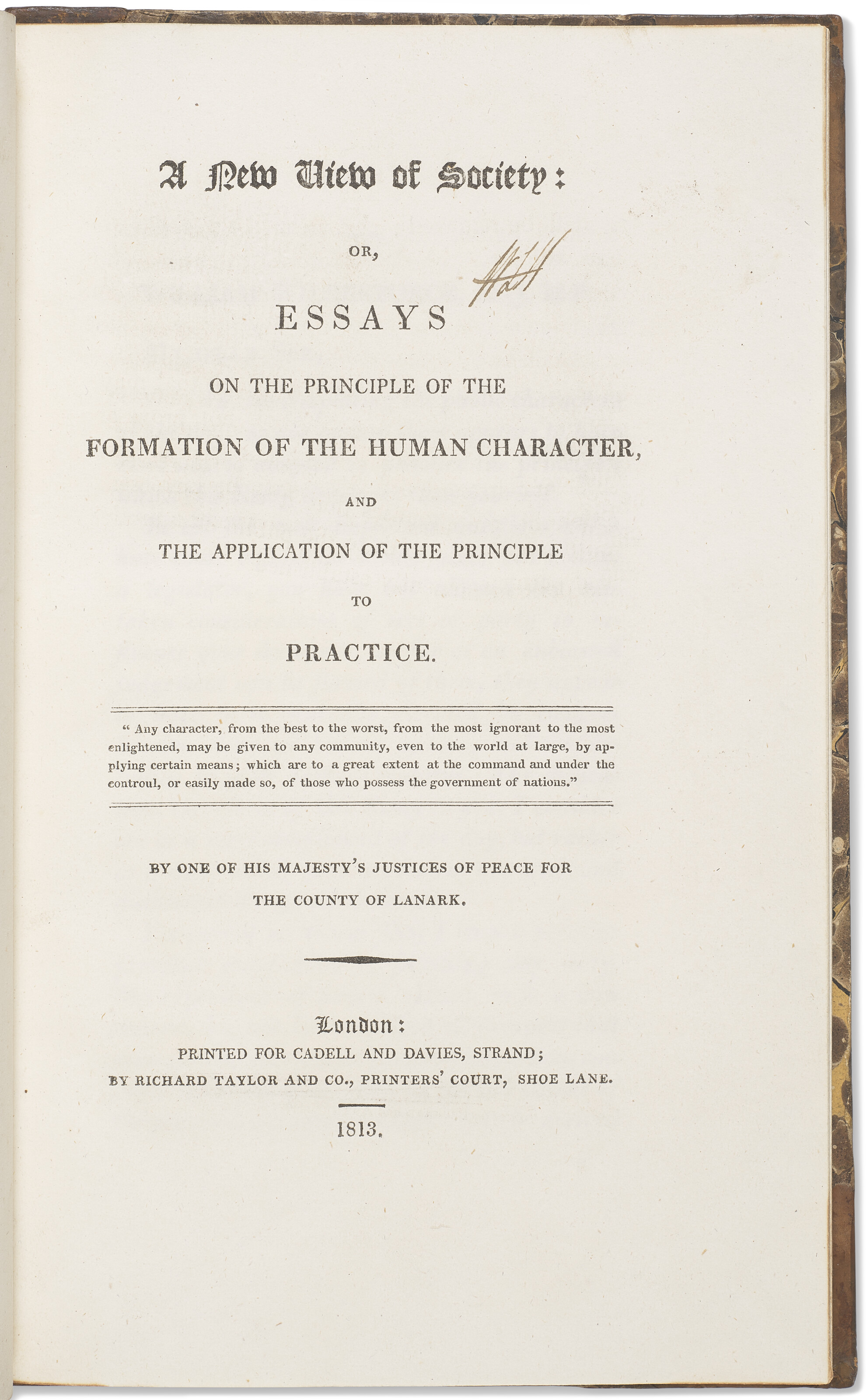 A New View of Society, Robert Owen, 1813 | Christie’s