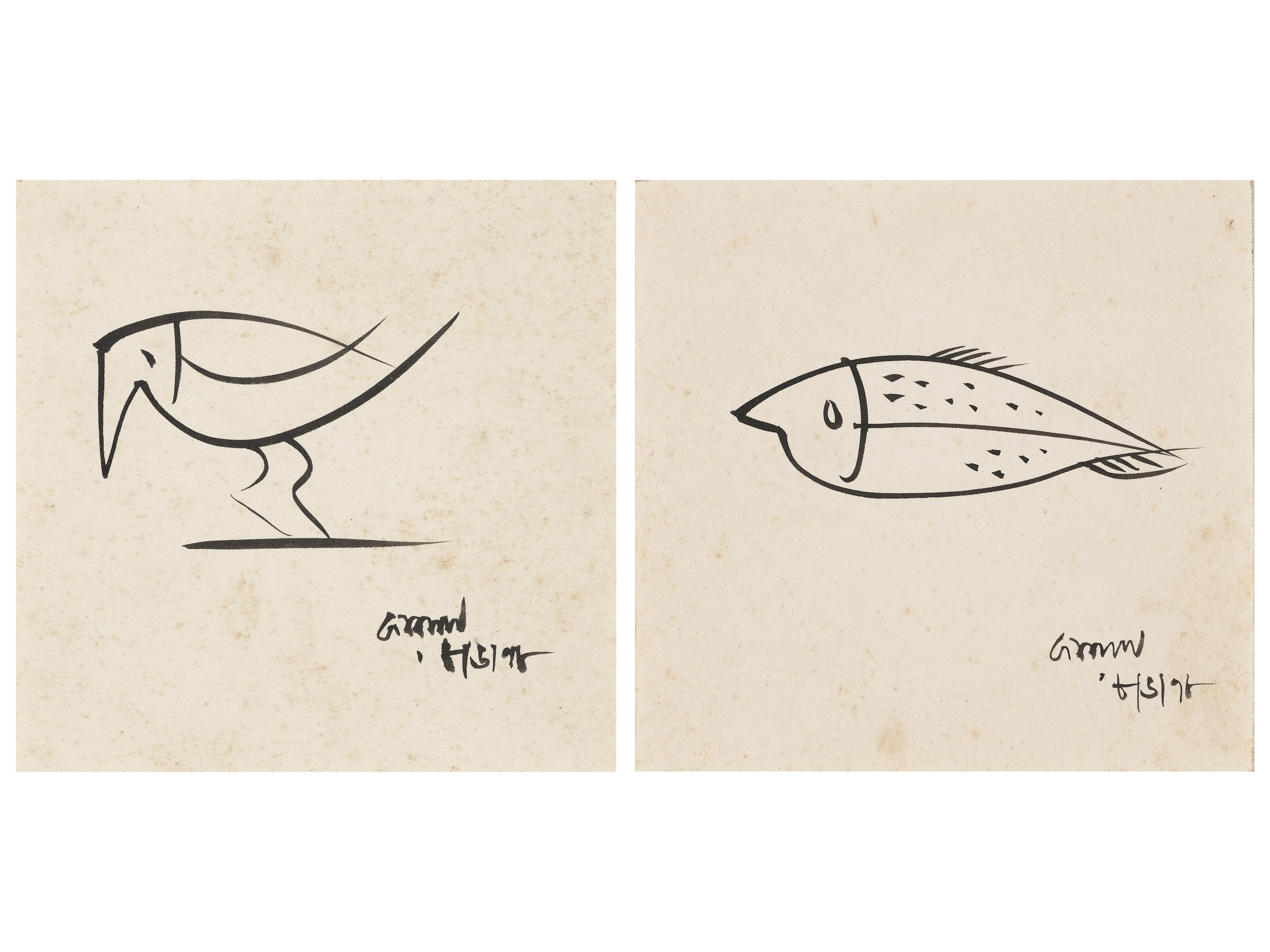 KAMRUL HASAN (1921-1988), Untitled (Bird; Fish) | Christie’s