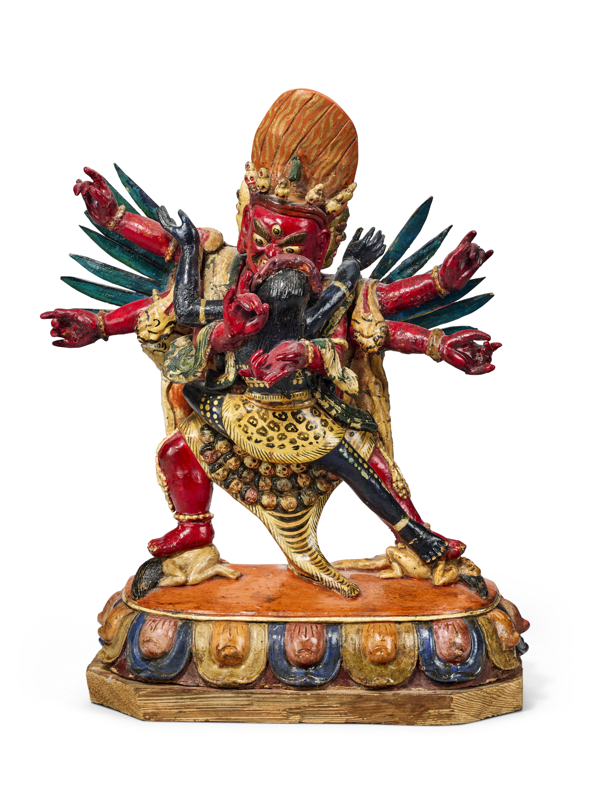 A POLYCHROMED CLAY FIGURE OF HAYAGRIVA AND NAIRATMYA, TIBET, 18TH ...