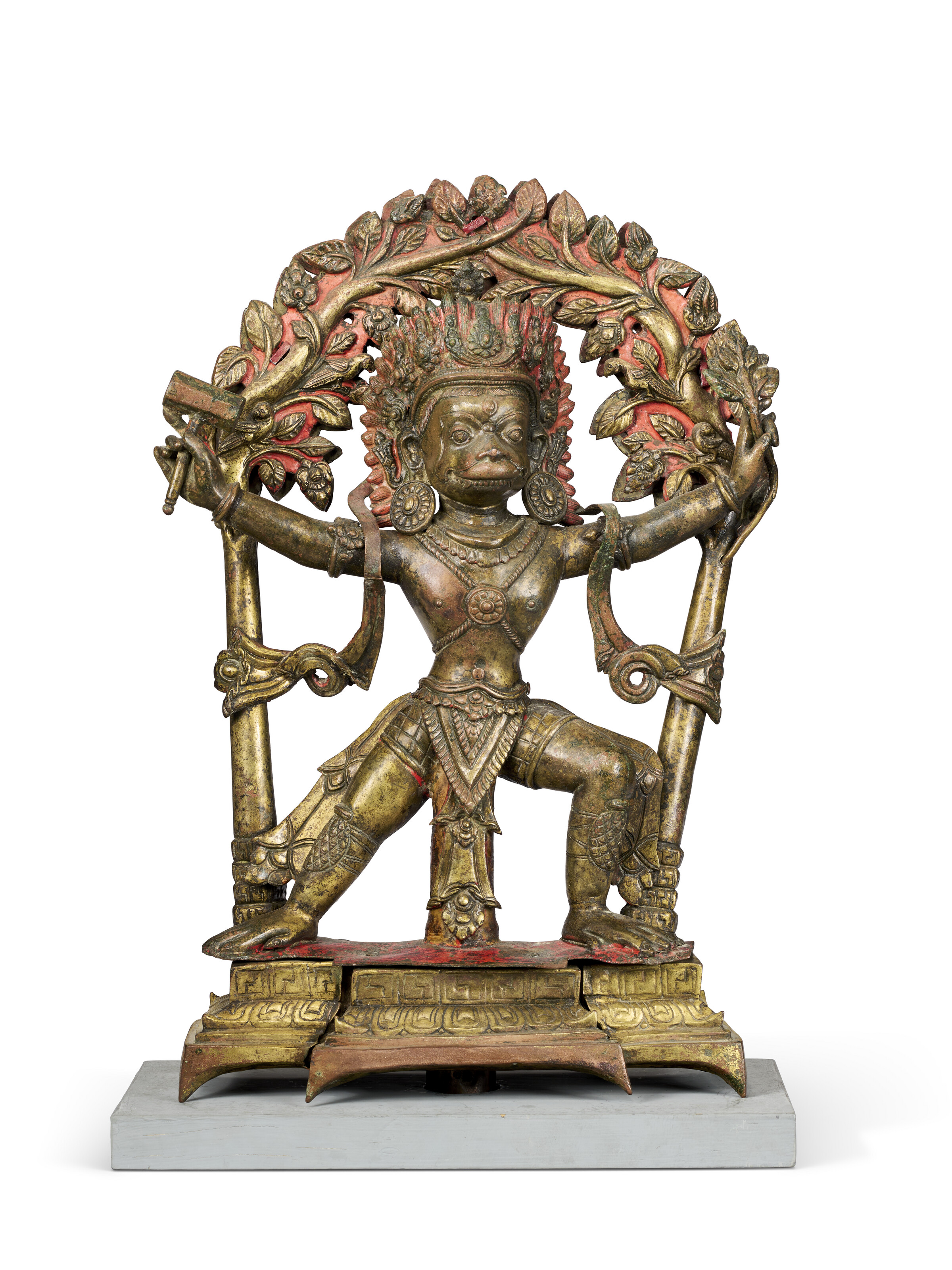 A GILT-BRONZE FIGURE OF HANUMAN, NEPAL, DATED SAMVAT 749 (1629 CE ...