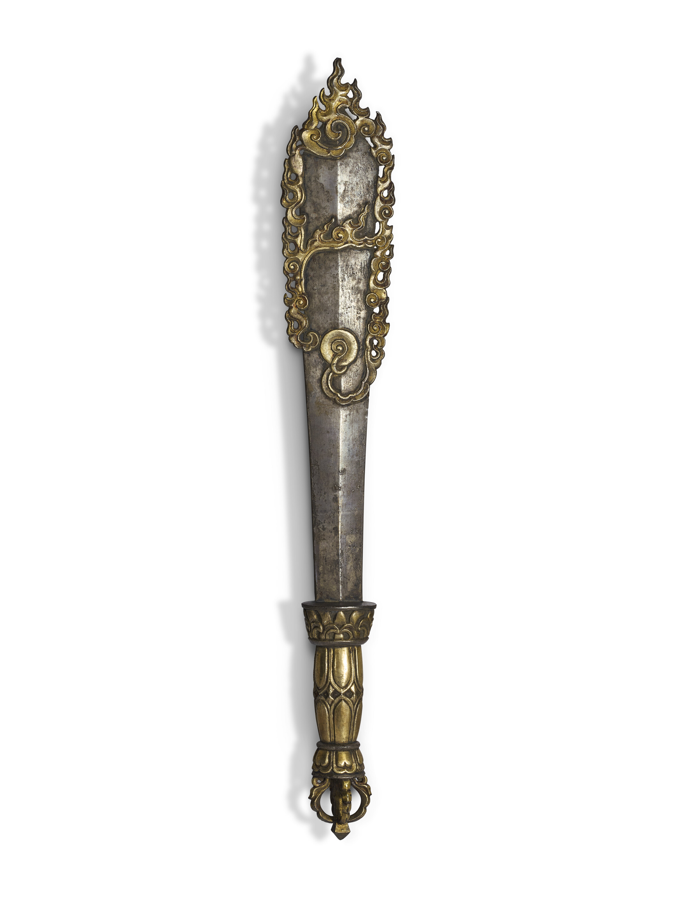 A SILVER AND GOLD DAMASCENED IRON RITUAL SWORD, TIBET, 16TH CENTURY ...