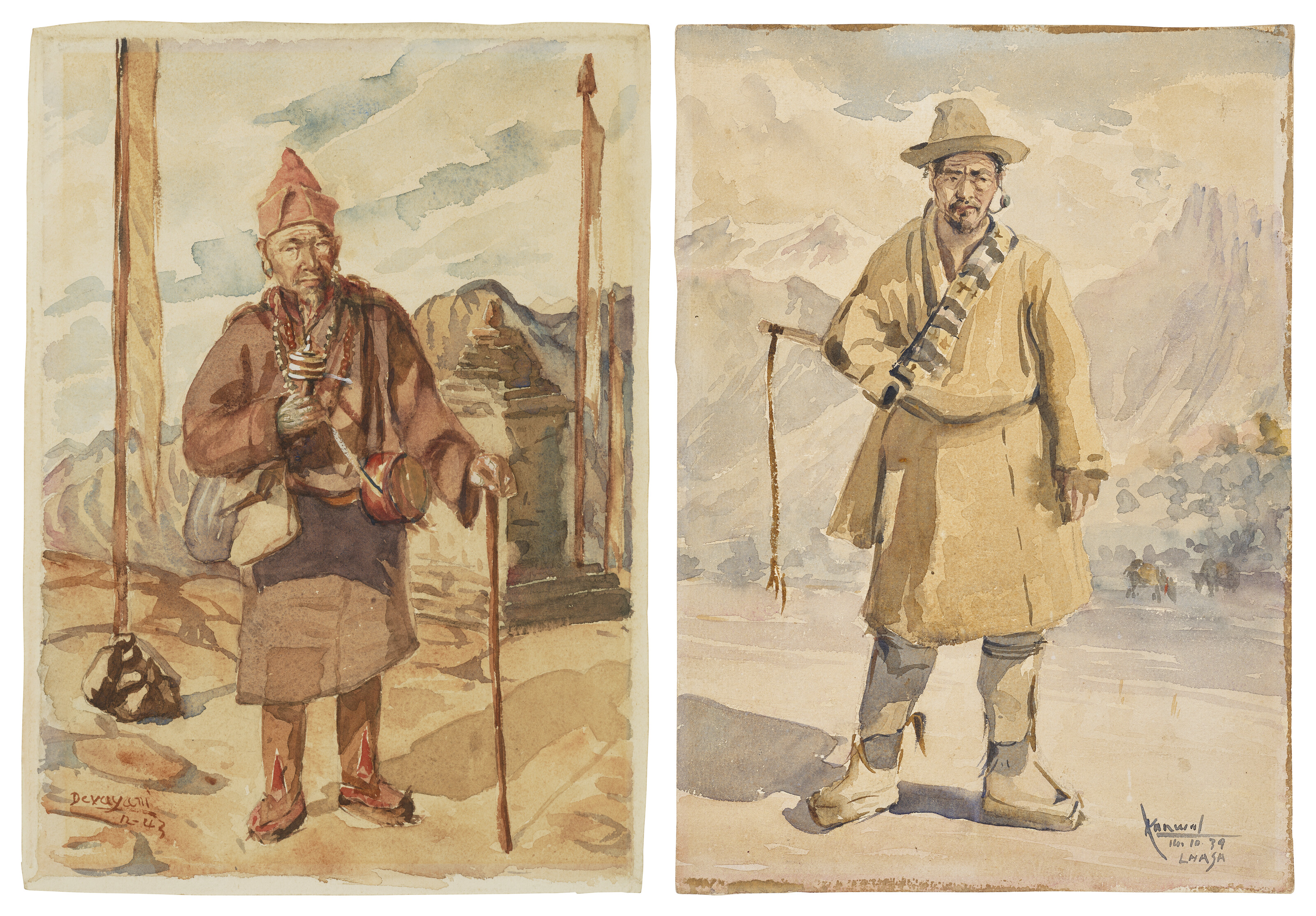 KANWAL KRISHNA AND DEVAYANI KRISHNA, UNTITLED (TIBETAN MULETEER); UNTITLED (TIBETAN MONK ...