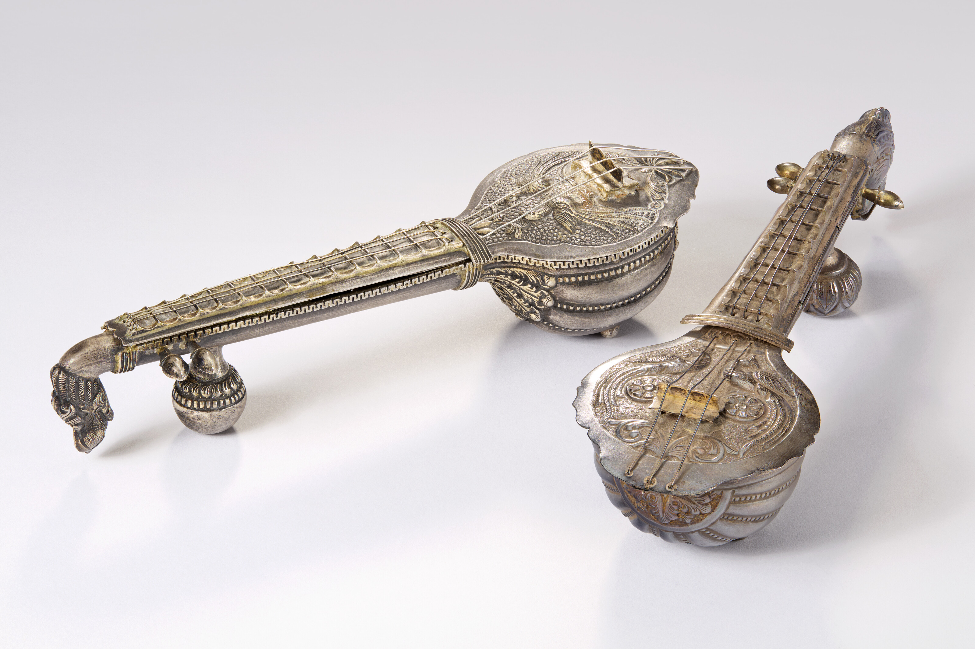 TWO SILVER SITAR-FORM PAN BOXES, NORTH INDIA, 19TH-20TH CENTURY ...