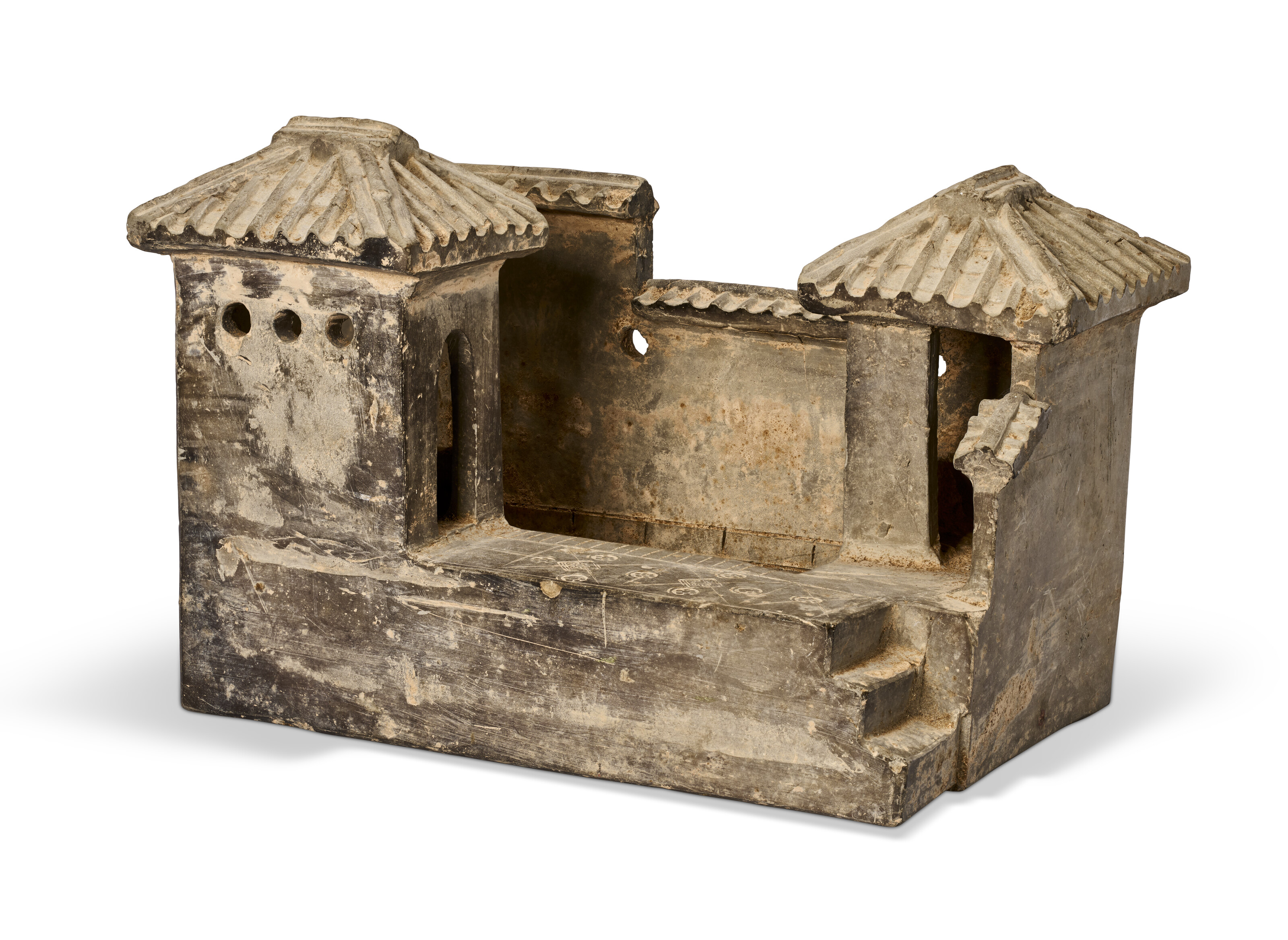 A GREY POTTERY MODEL OF A FARM COURTYARD, CHINA, HAN DYNASTY (206 BC-AD ...