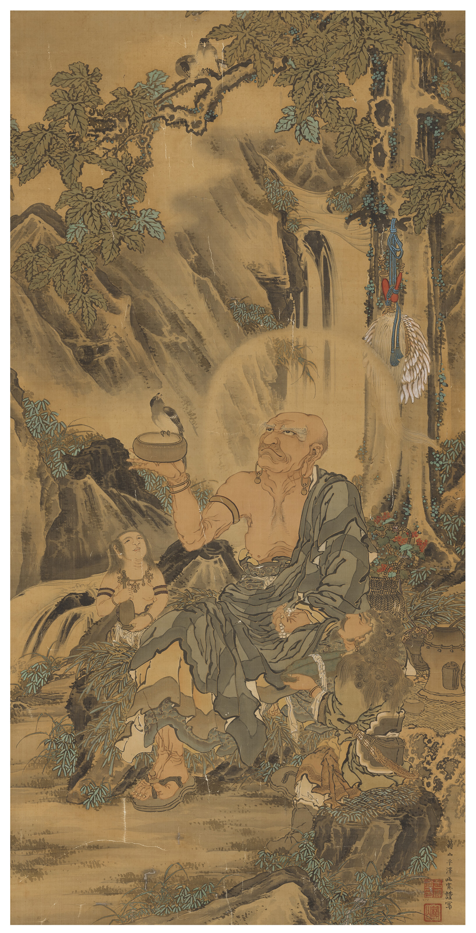 HIRASAWA RAIZAN (? - 1901), Rakan and two attendants | Christie’s