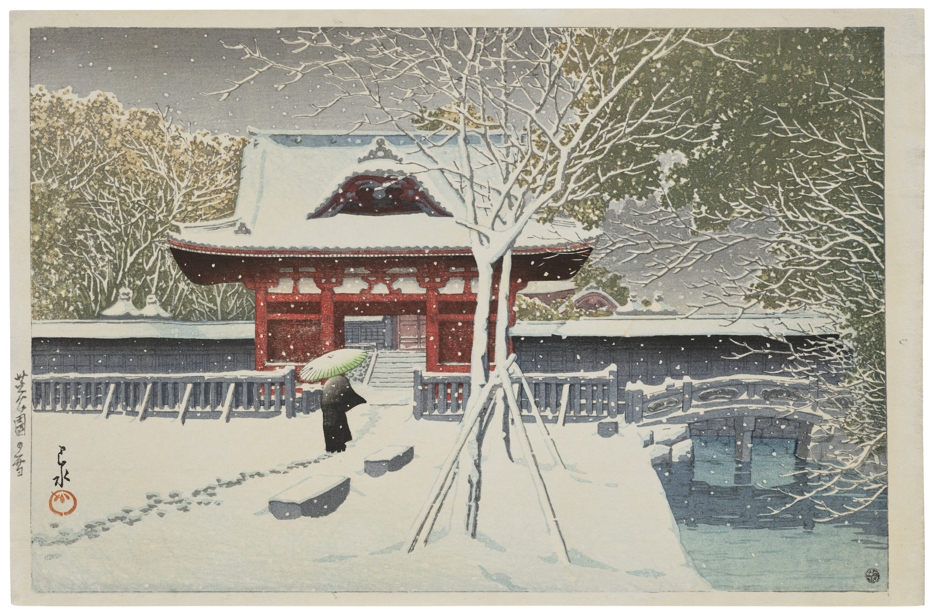 KAWASE HASUI (1883-1957), Shiba koen no yuki (Snow at Shiba Park ...