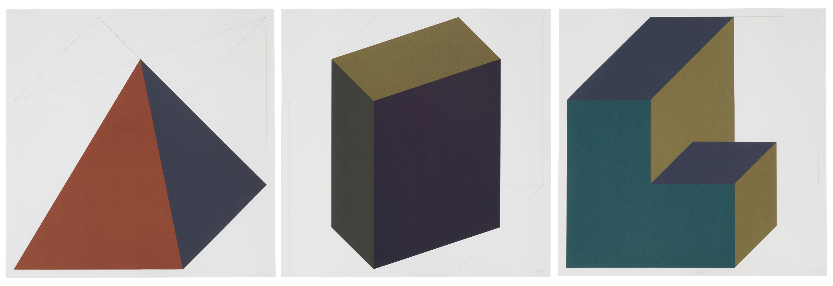 SOL LEWITT (1928-2007), Forms Derived from a Cube (Colors Superimposed): three prints | Christie’s