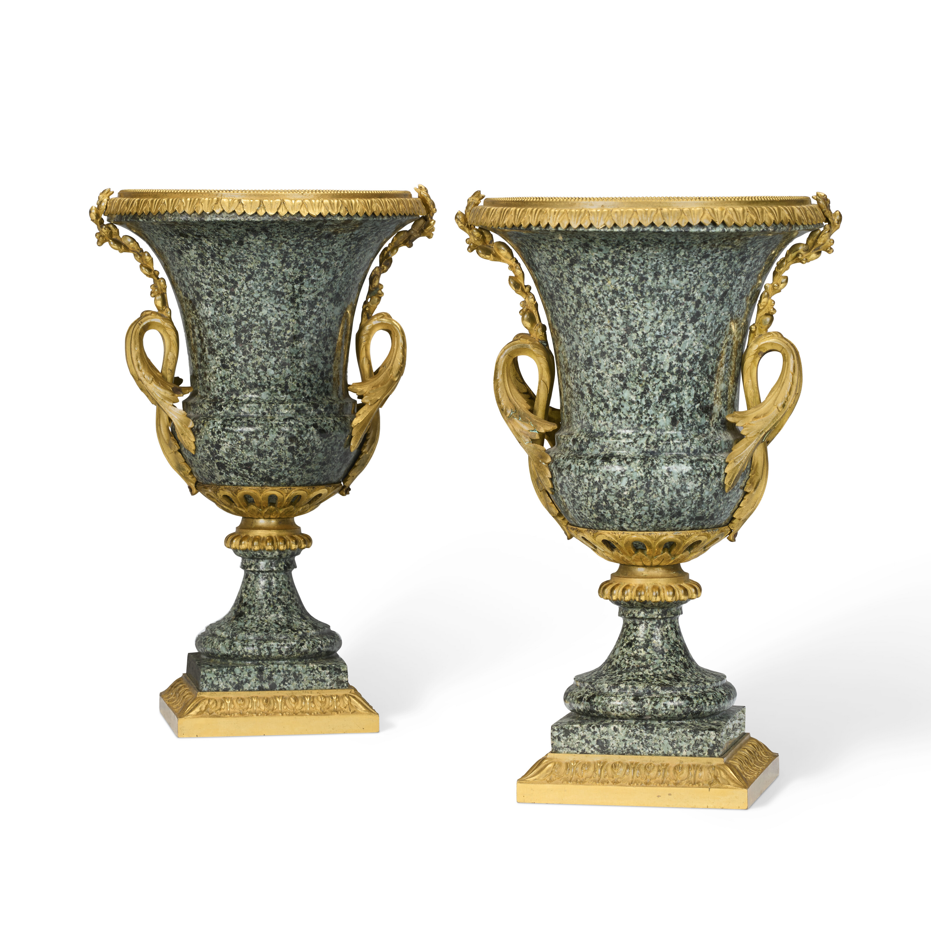 A PAIR OF FRENCH ORMOLU-MOUNTED GRANITE VASES, SECOND HALF 19TH CENTURY ...