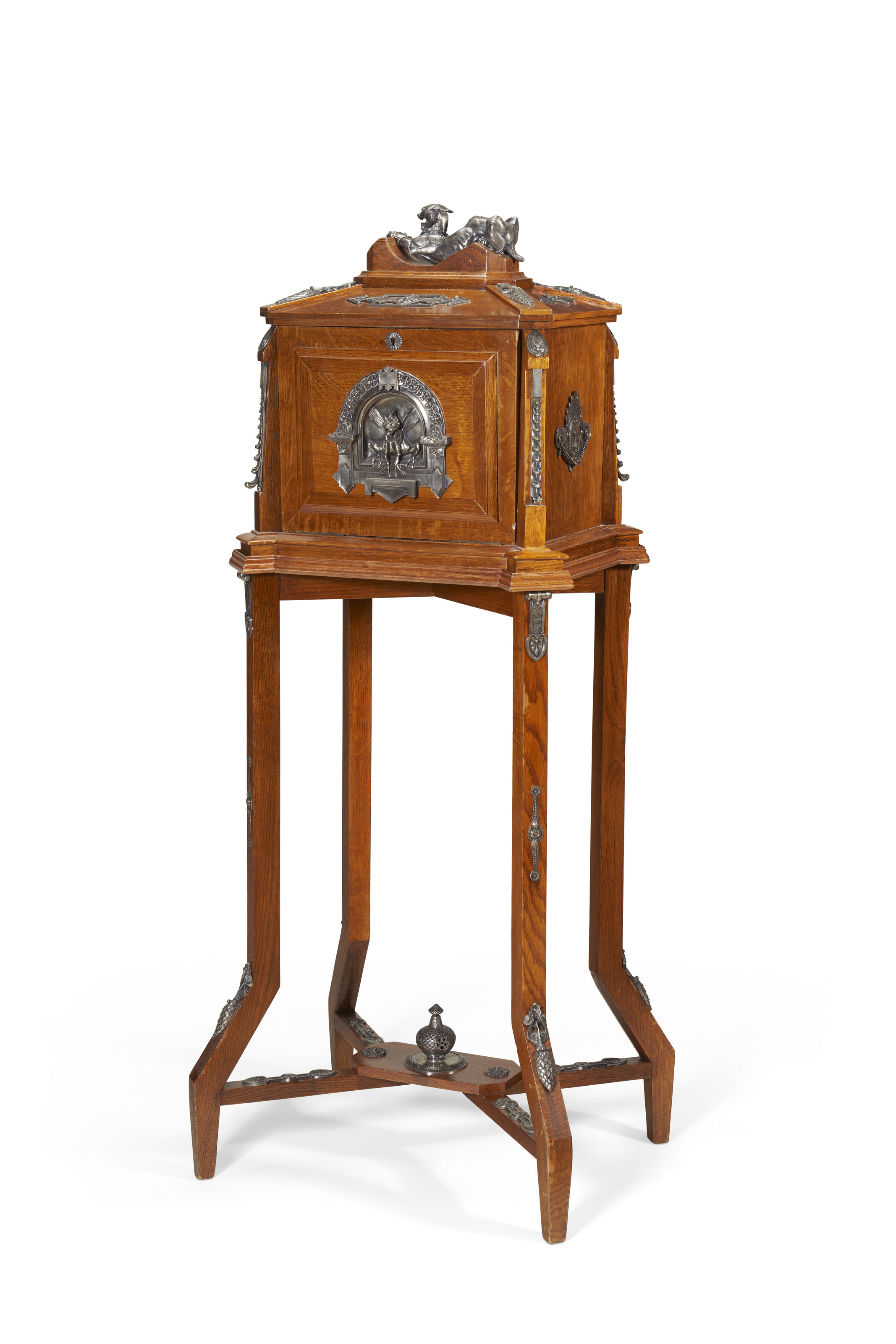 A NAPOLEON III SILVERED-BRONZE-MOUNTED OAK MEDAILLER-ON-STAND, BY ...