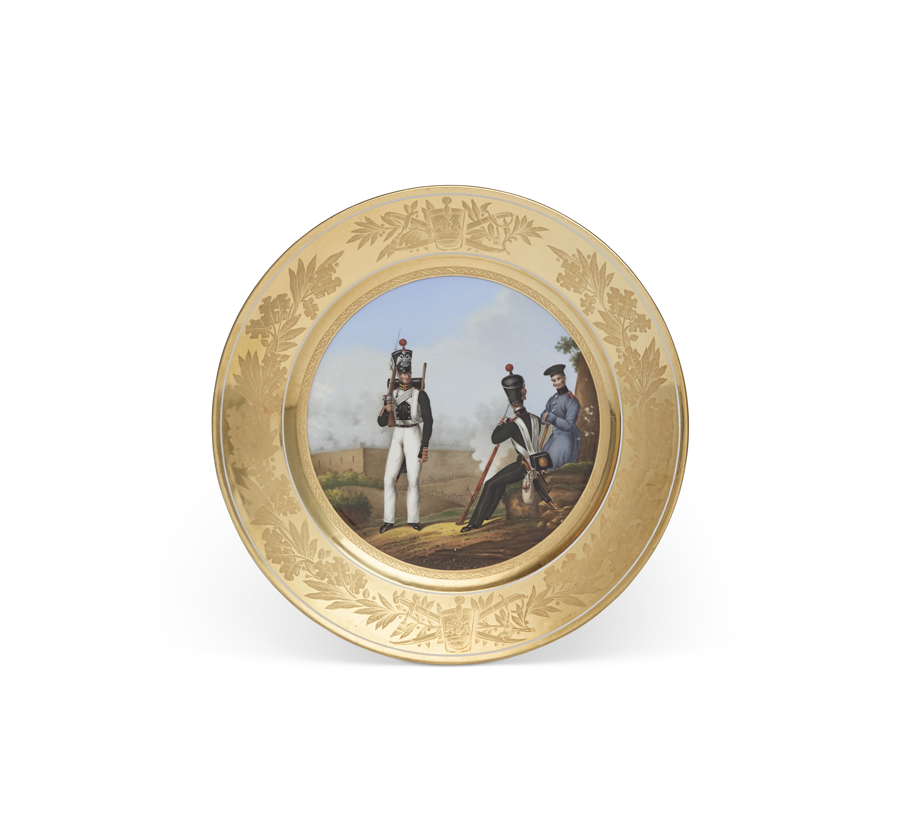 A RUSSIAN PORCELAIN PLATE, BY THE IMPERIAL PORCELAIN FACTORY, ST ...