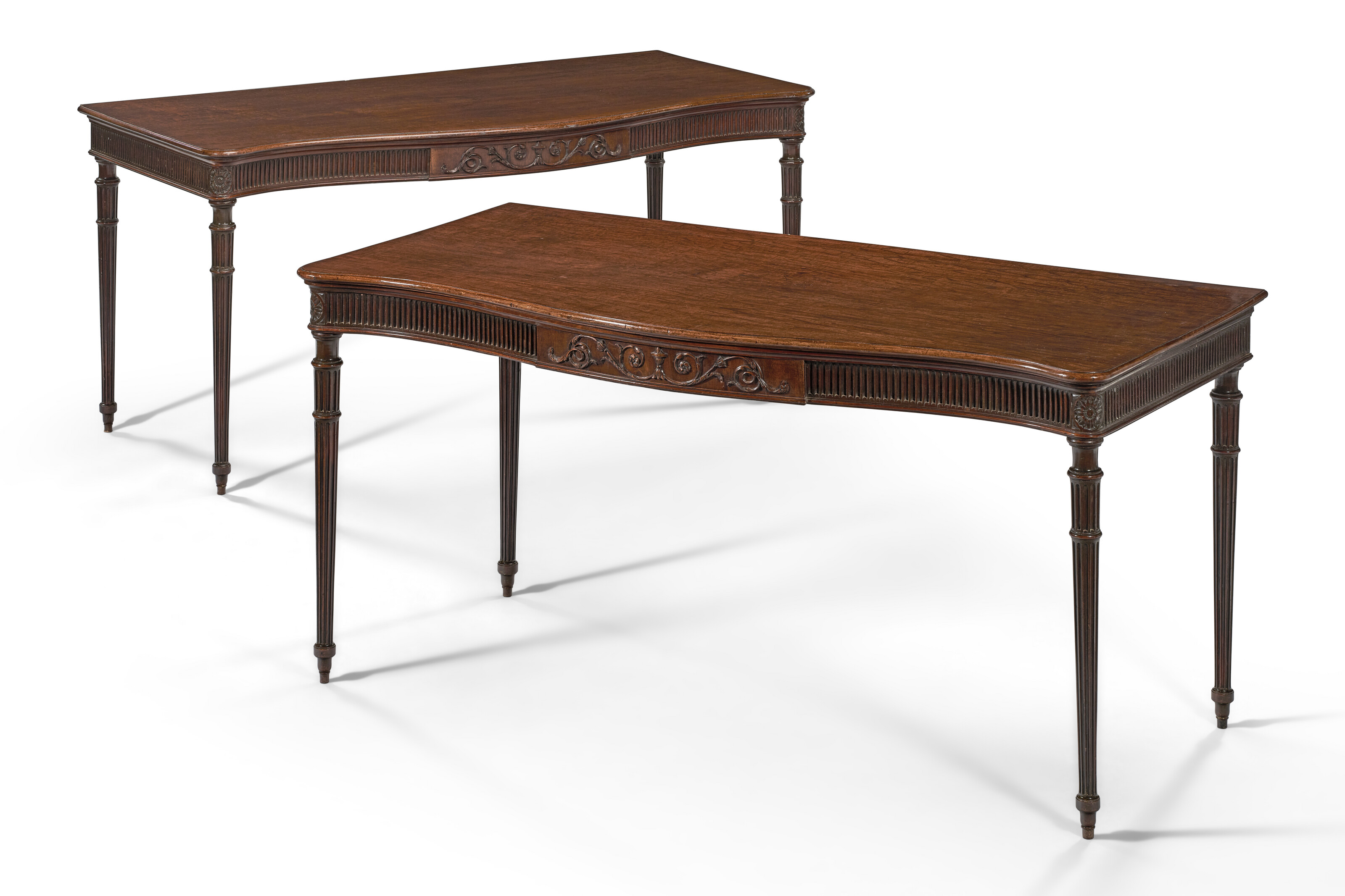 A PAIR OF GEORGE III 'CROCODILE' MAHOGANY SIDE TABLES, CIRCA 1780 ...